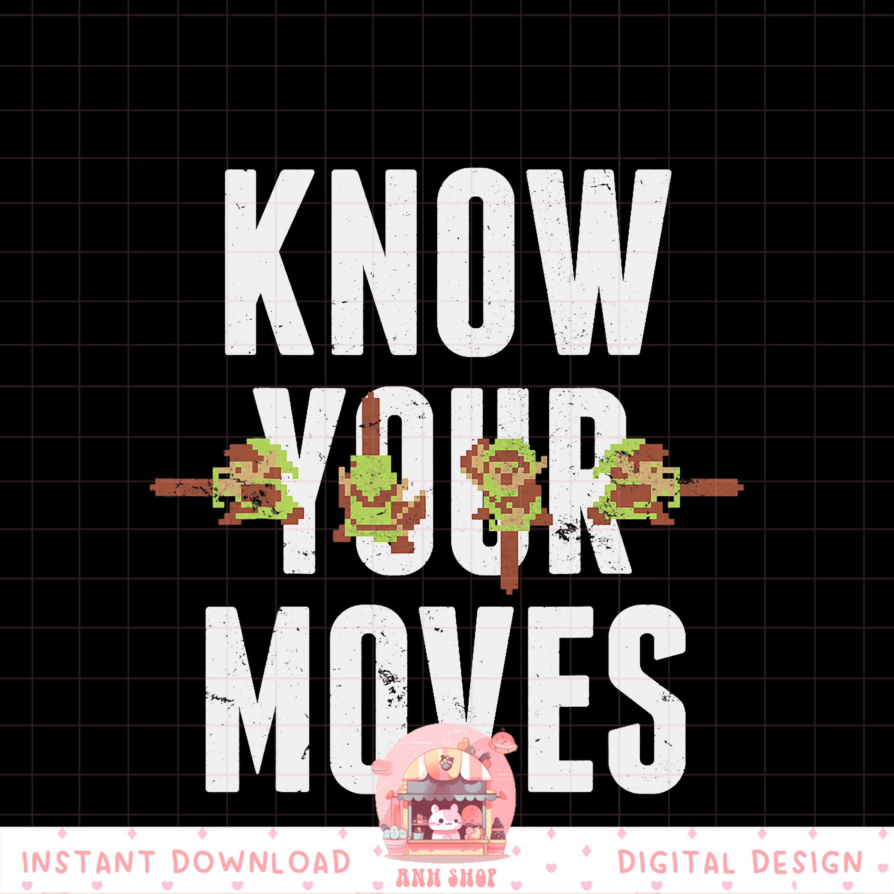 Nintendo Zelda 8-bit Know Your Moves Graphic png, digital do - Inspire ...