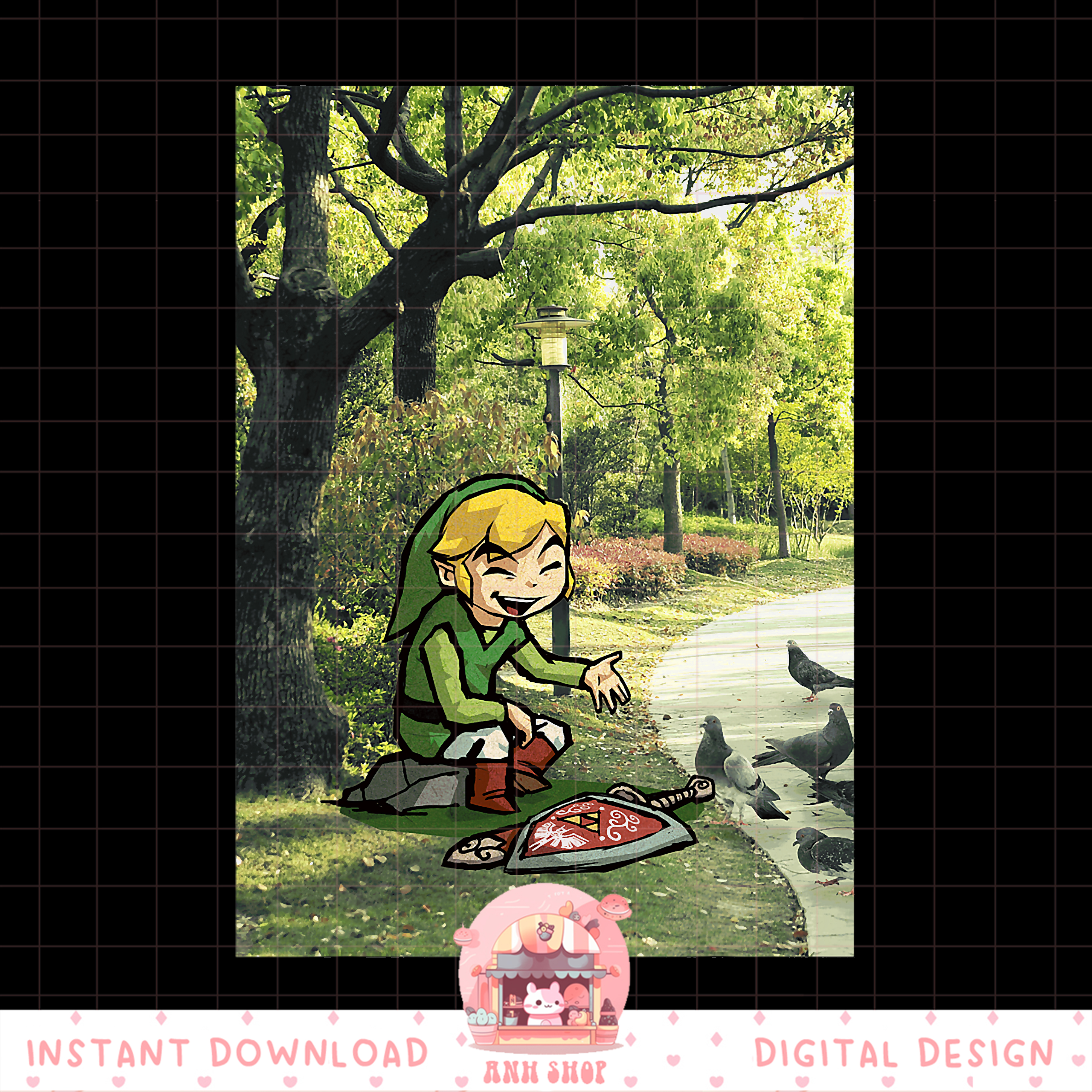 Nintendo Zelda Link In The Park Photo Graphic png, digital d | Inspire ...