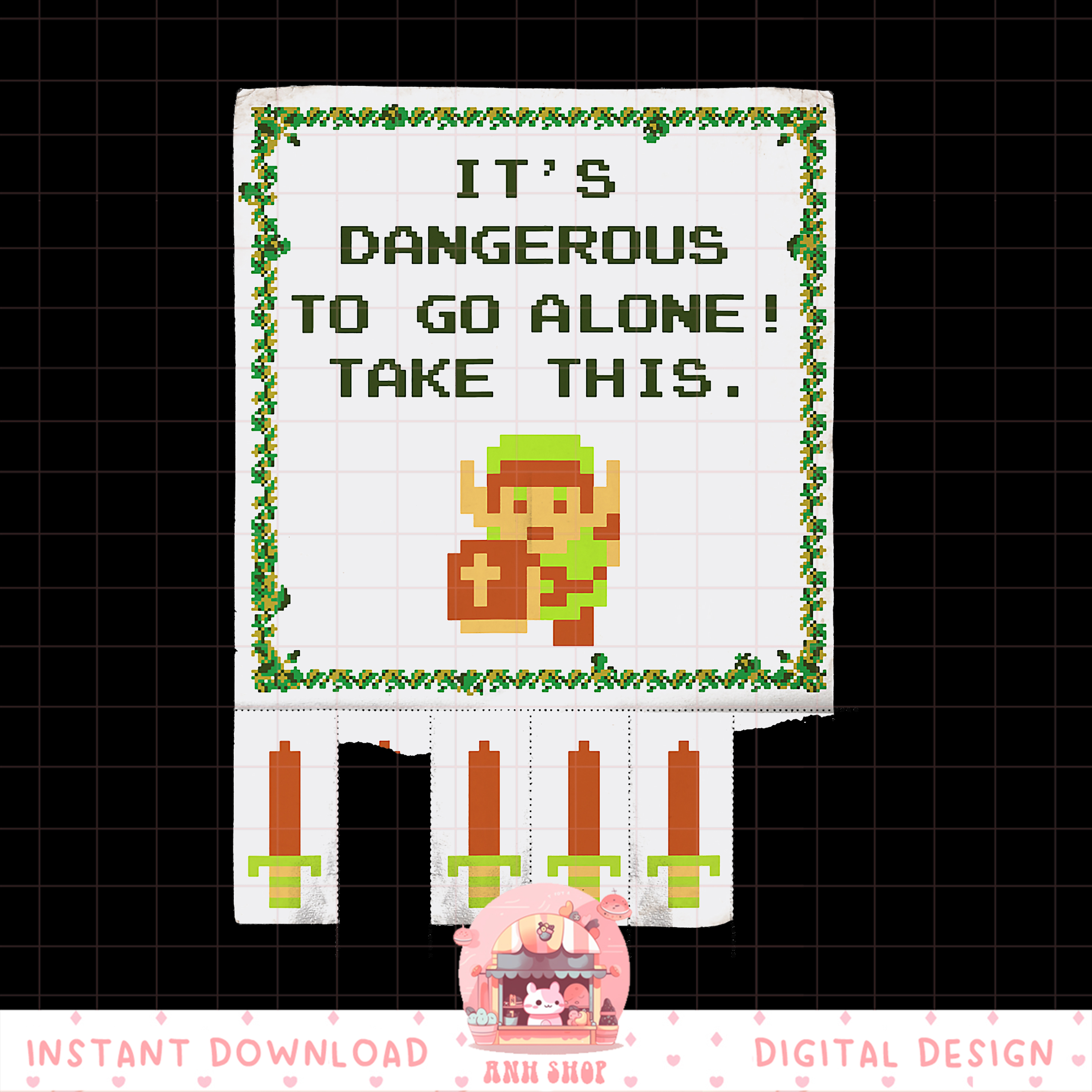 Nintendo Zelda Sword Tear Off Paper Graphic png, digital dow | Inspire ...