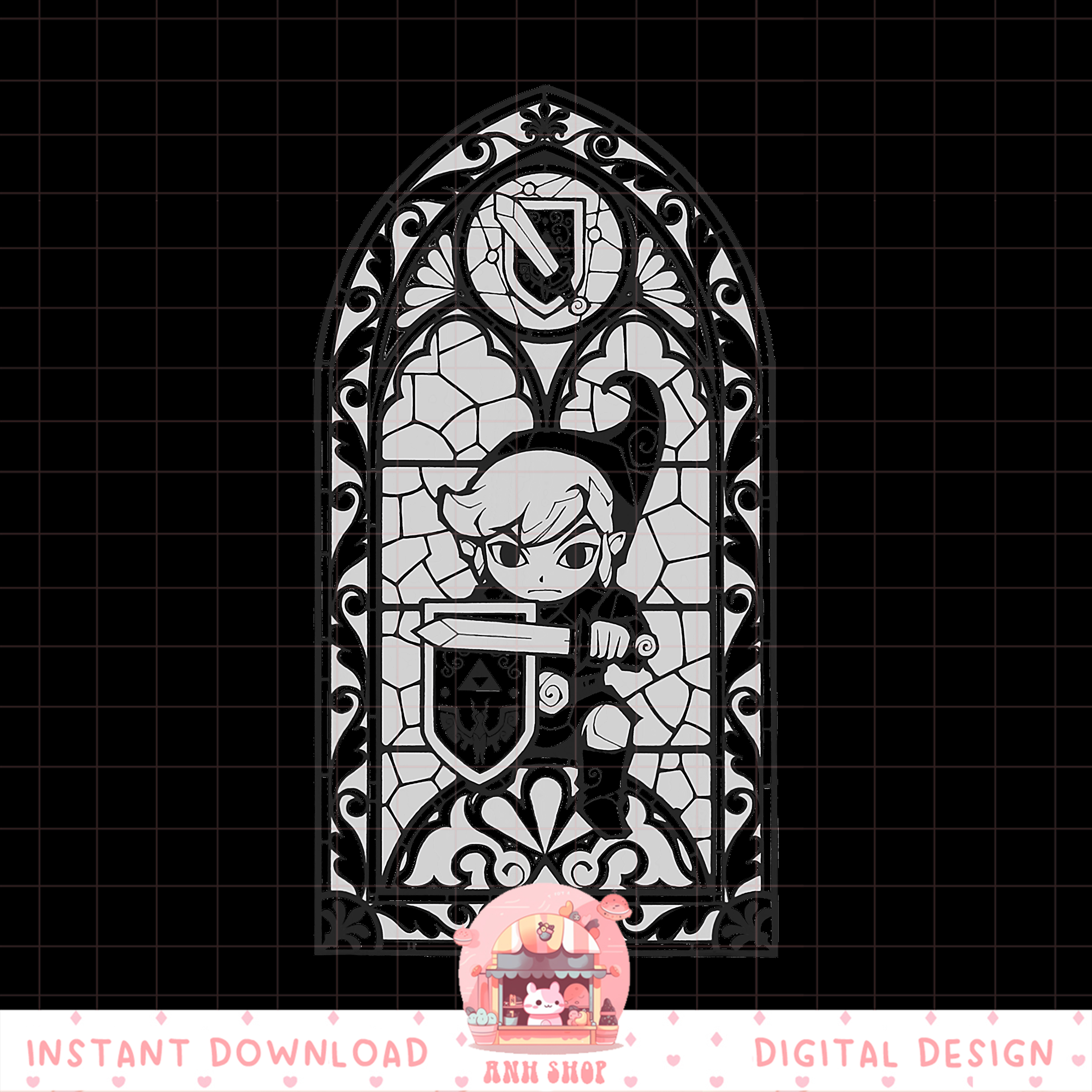 Nintendo Zelda Wind Waker Link Stained Glass Graphic png, di | Inspire ...