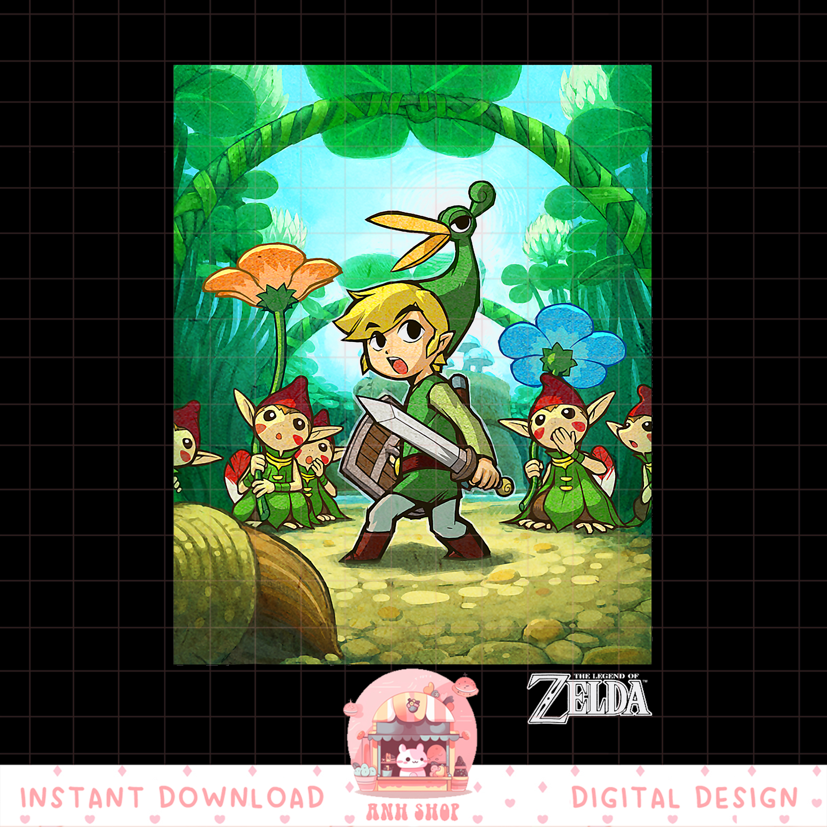 Nintendo Zelda Young Link Surrounded Graphic png, digital do | Inspire ...