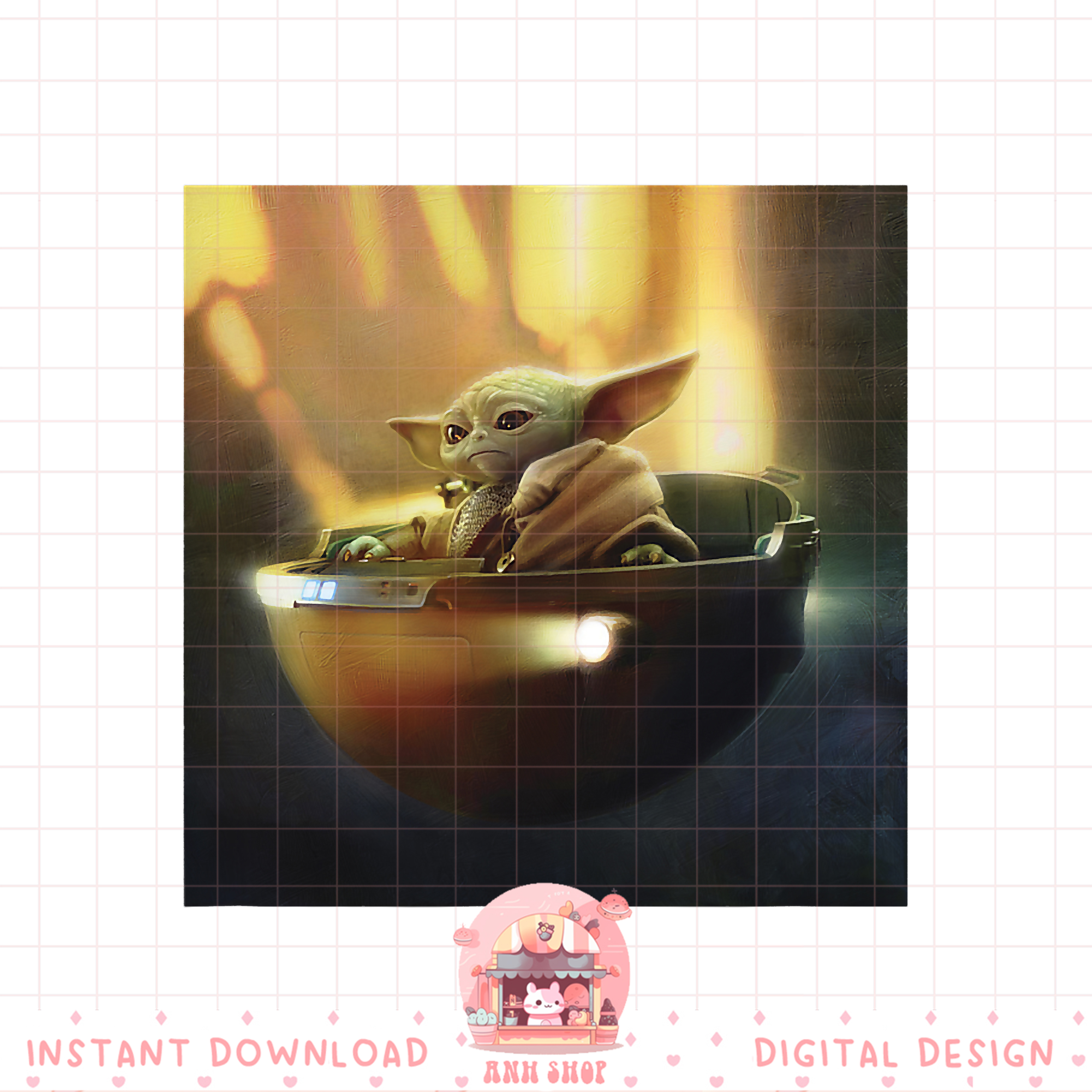 Star Wars The Mandalorian Grogu Color Portrait png, digital | Inspire ...