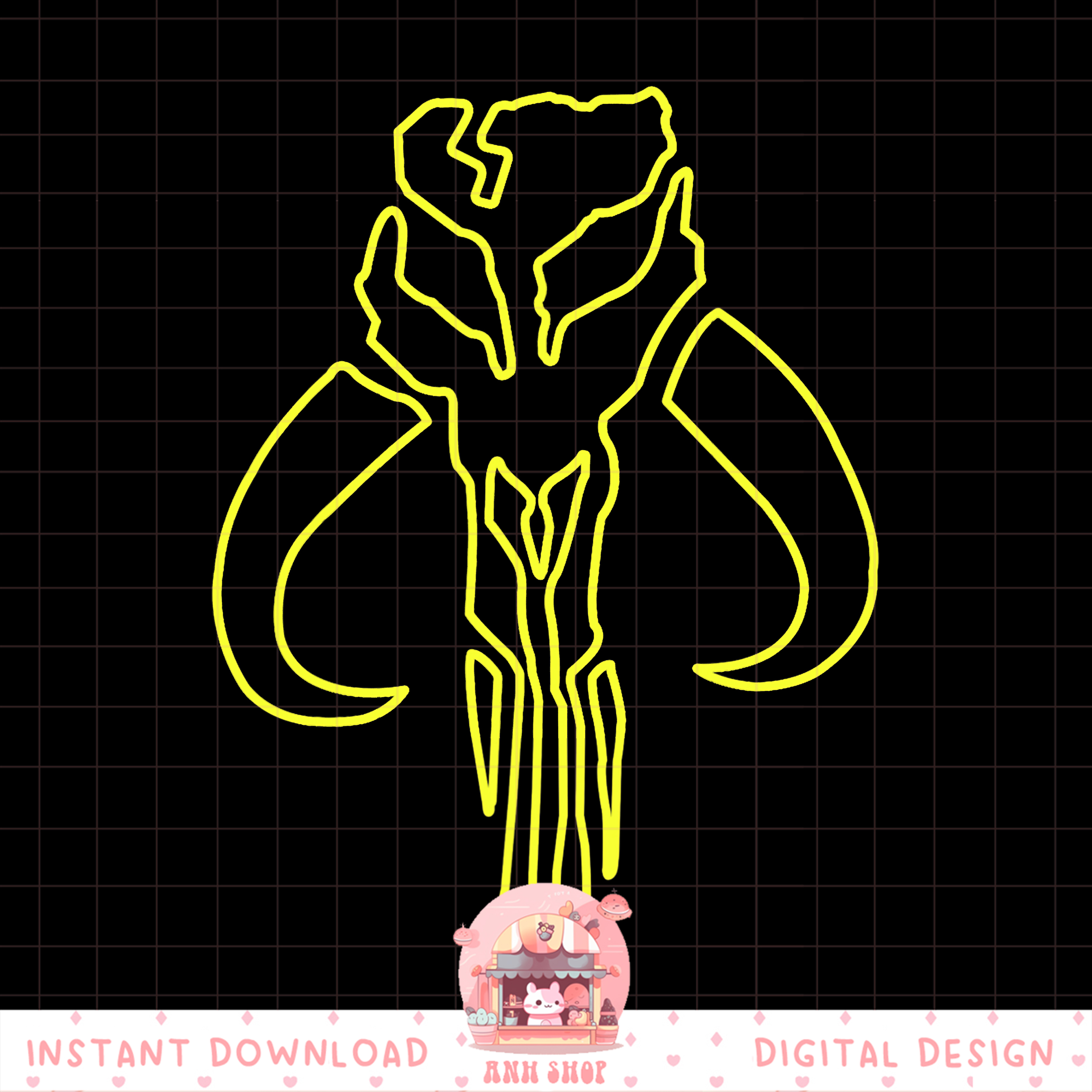 Star Wars The Mandalorian Mythosaur Neon Outline png, digita | Inspire ...