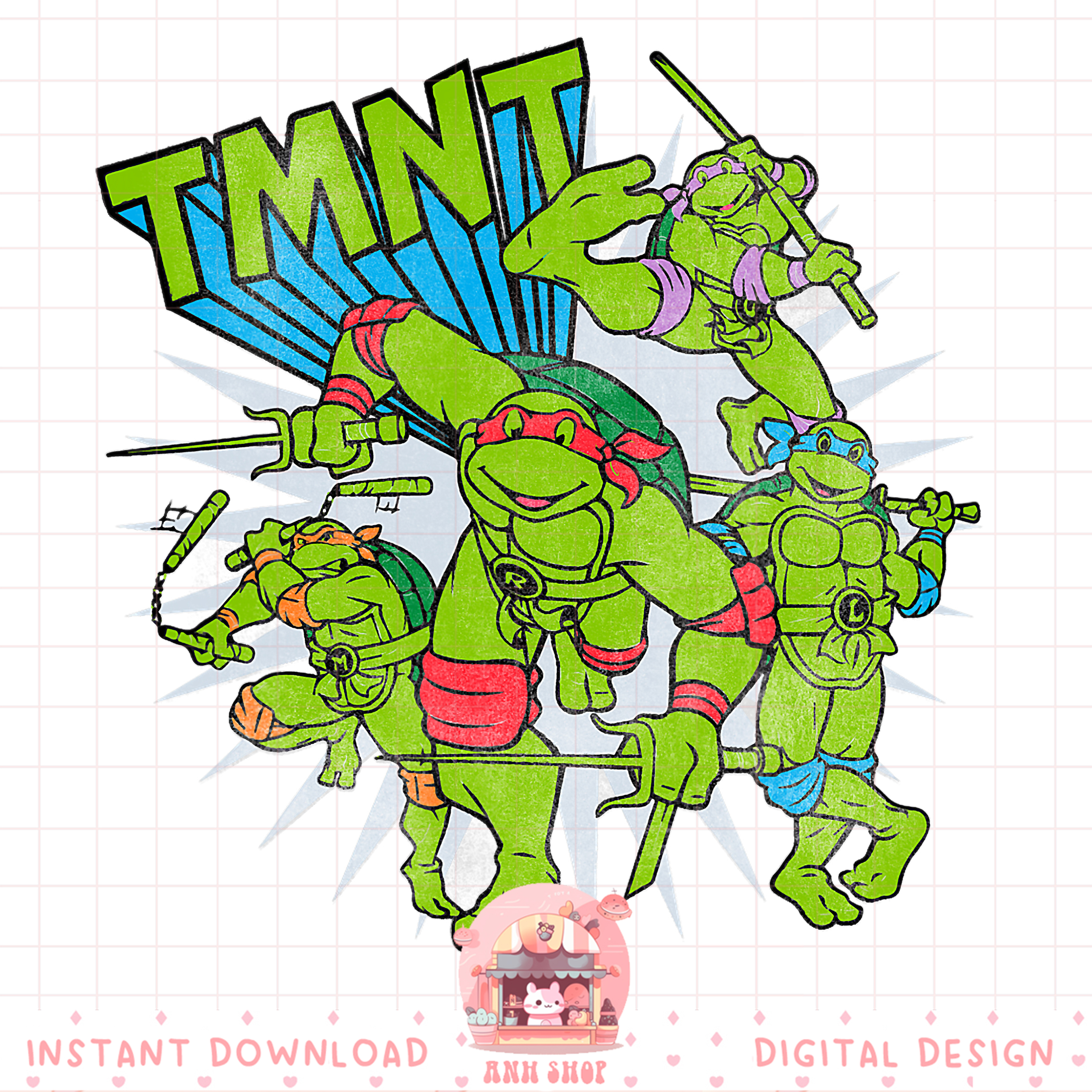 Teenage Mutant Ninja Turtles Group Action png, digital downl | Inspire ...