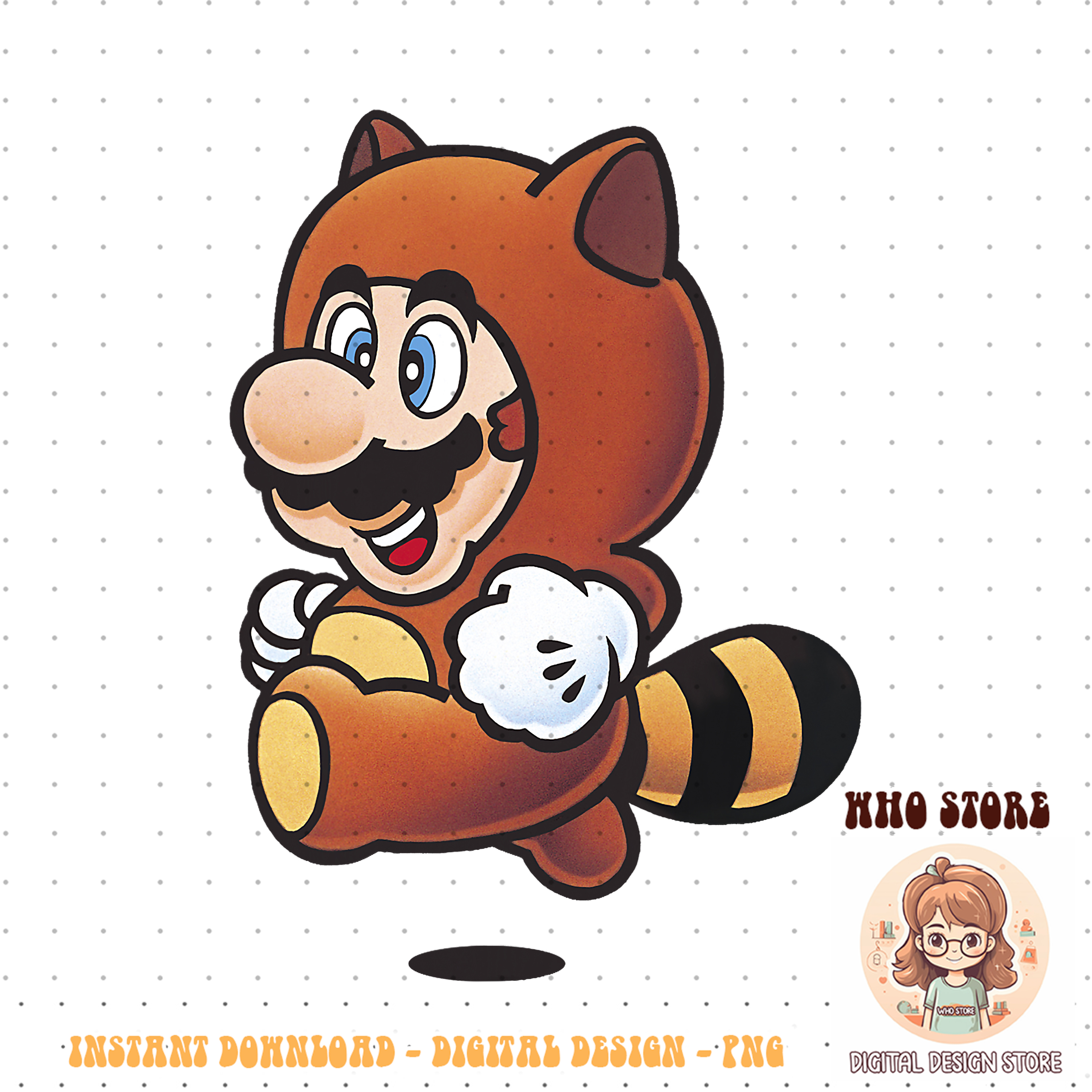 Nintendo Super Mario Tanooki Suit Jump Graphic png download | Inspire ...
