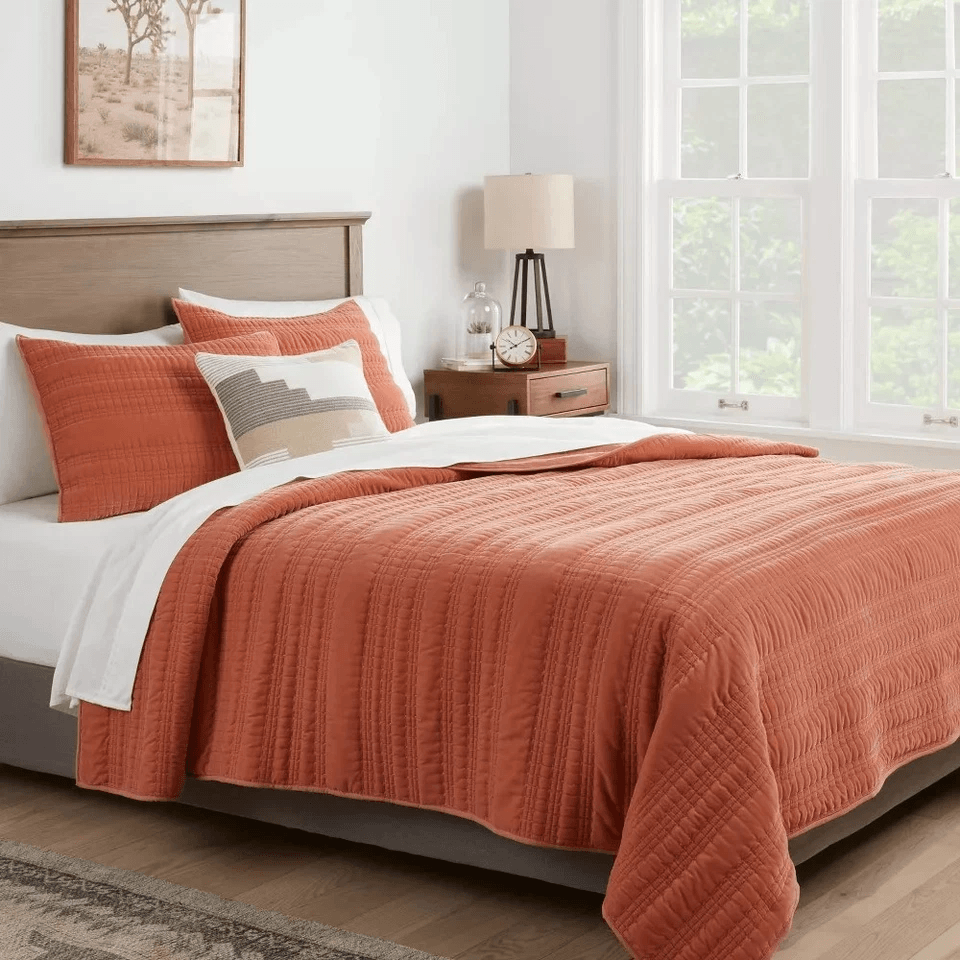 Threshold Velvet Quilt, Terracotta/Bronze, Full/Queen - Cozy | Inspire ...