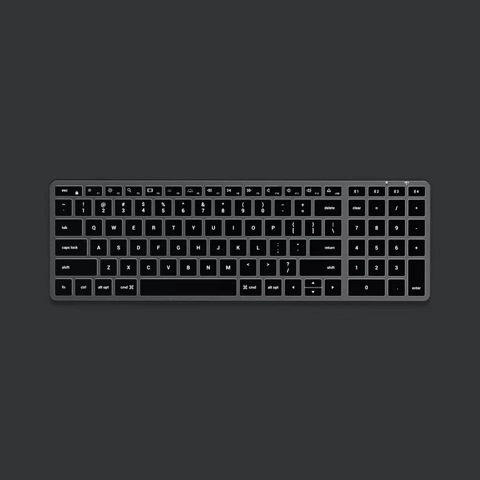 Slim Bluetooth Backlit Keyboard, Space Gray, MacOS Ready | Inspire Uplift