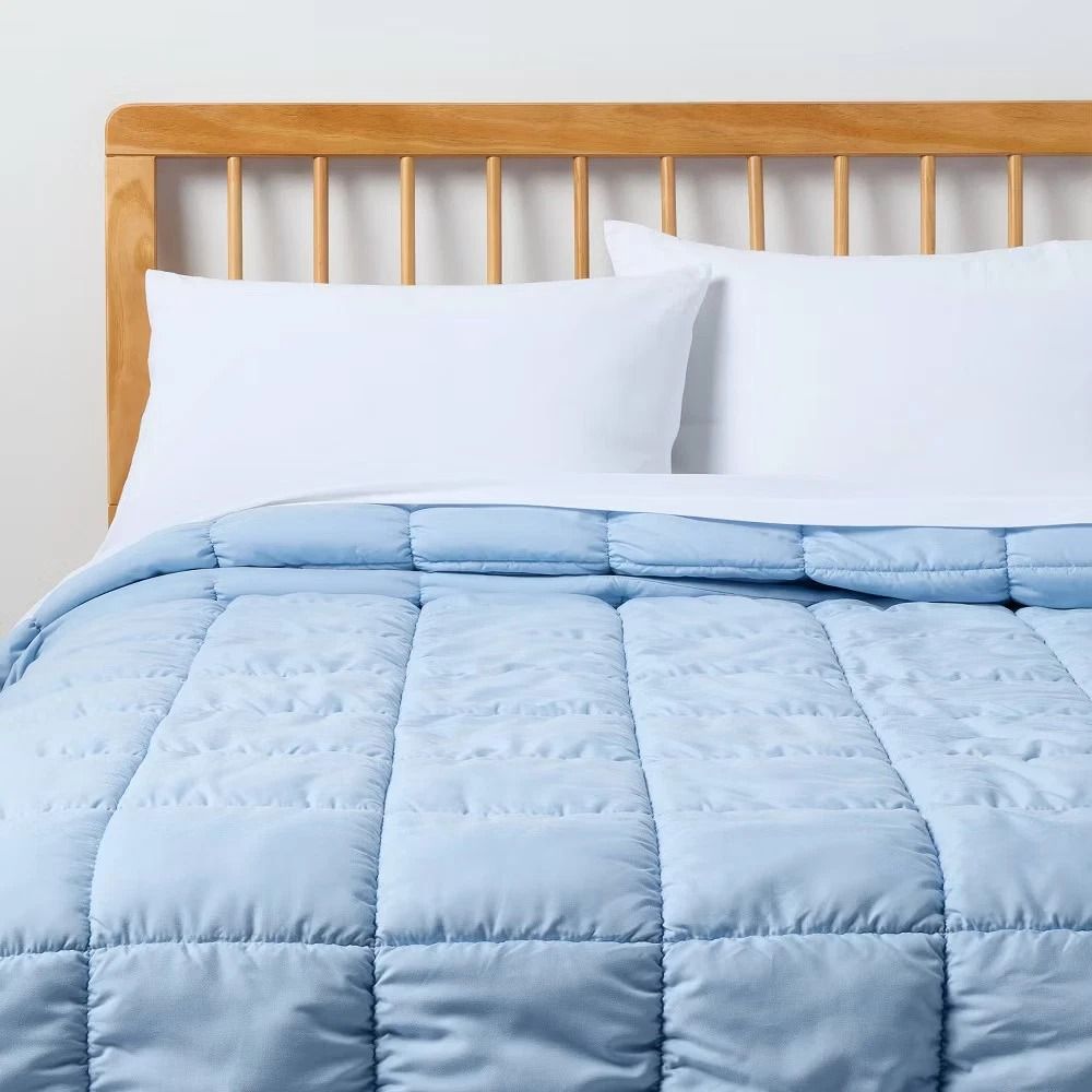 Full/Queen Box Stitch Puffer Comforter - Light Blue. | Inspire Uplift