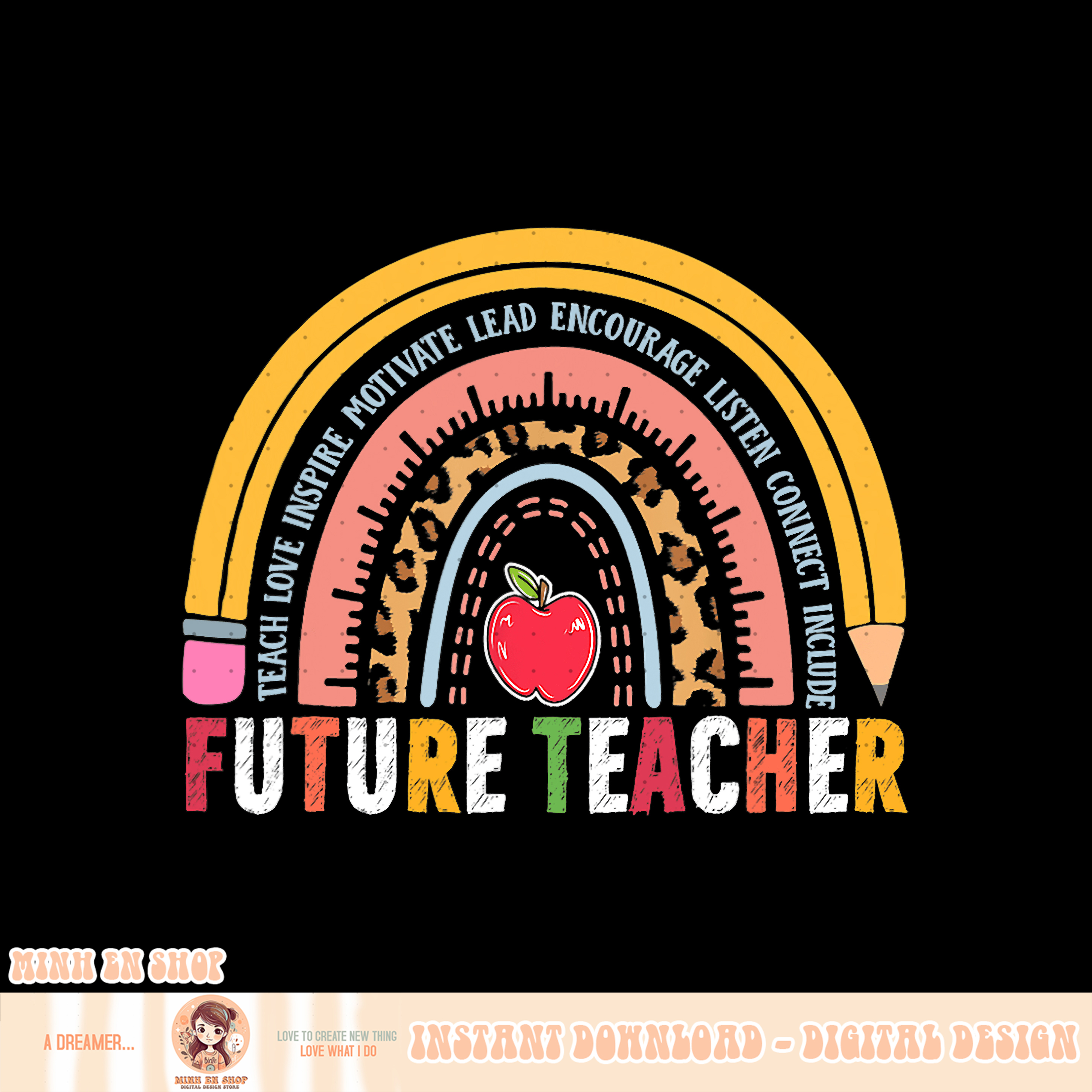 Future Teacher Boho Leopard Rainbow, png, sublimation.pngFut | Inspire ...