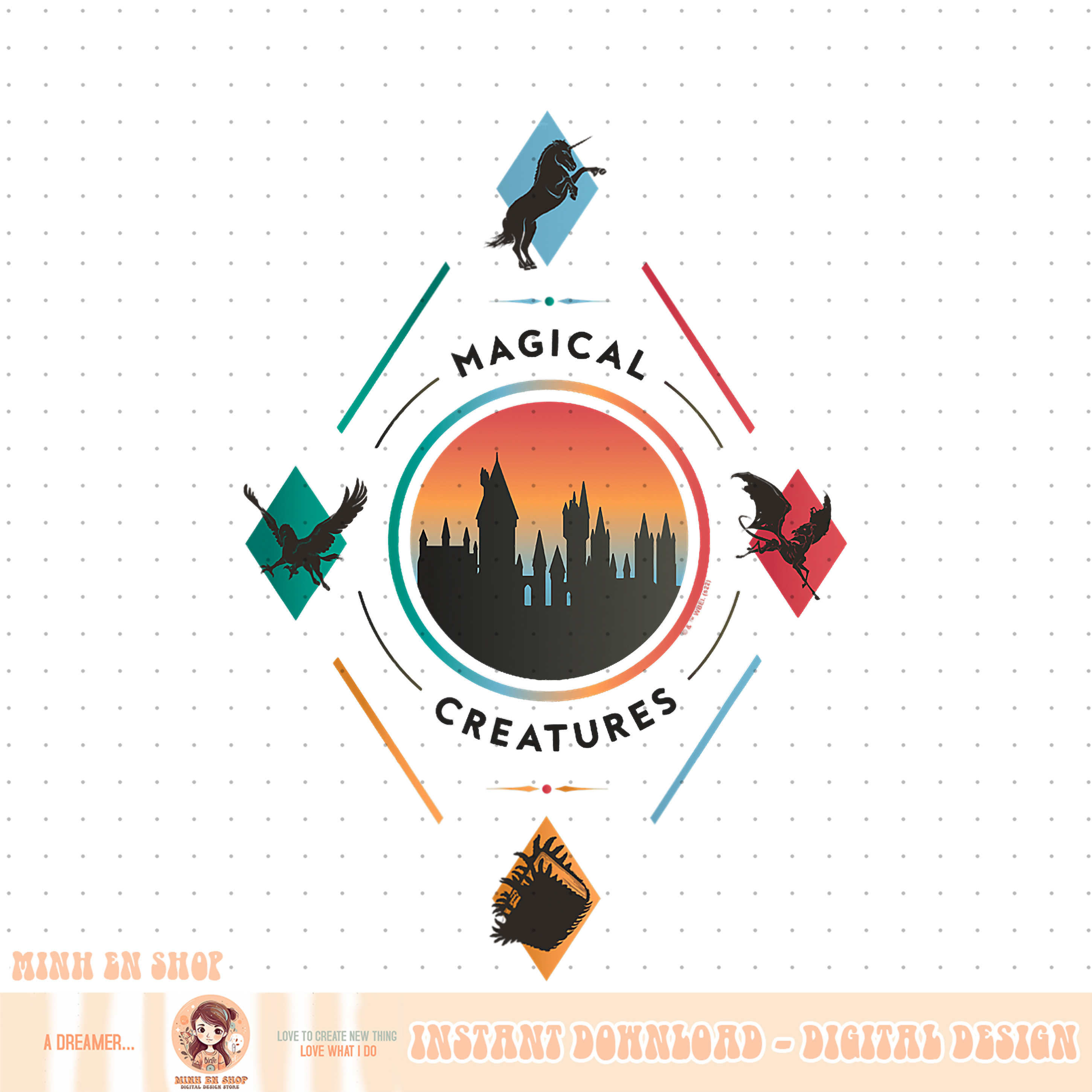 Harry Potter Deathly Hallows 2 Magical Creatures Neon Poster | Inspire ...