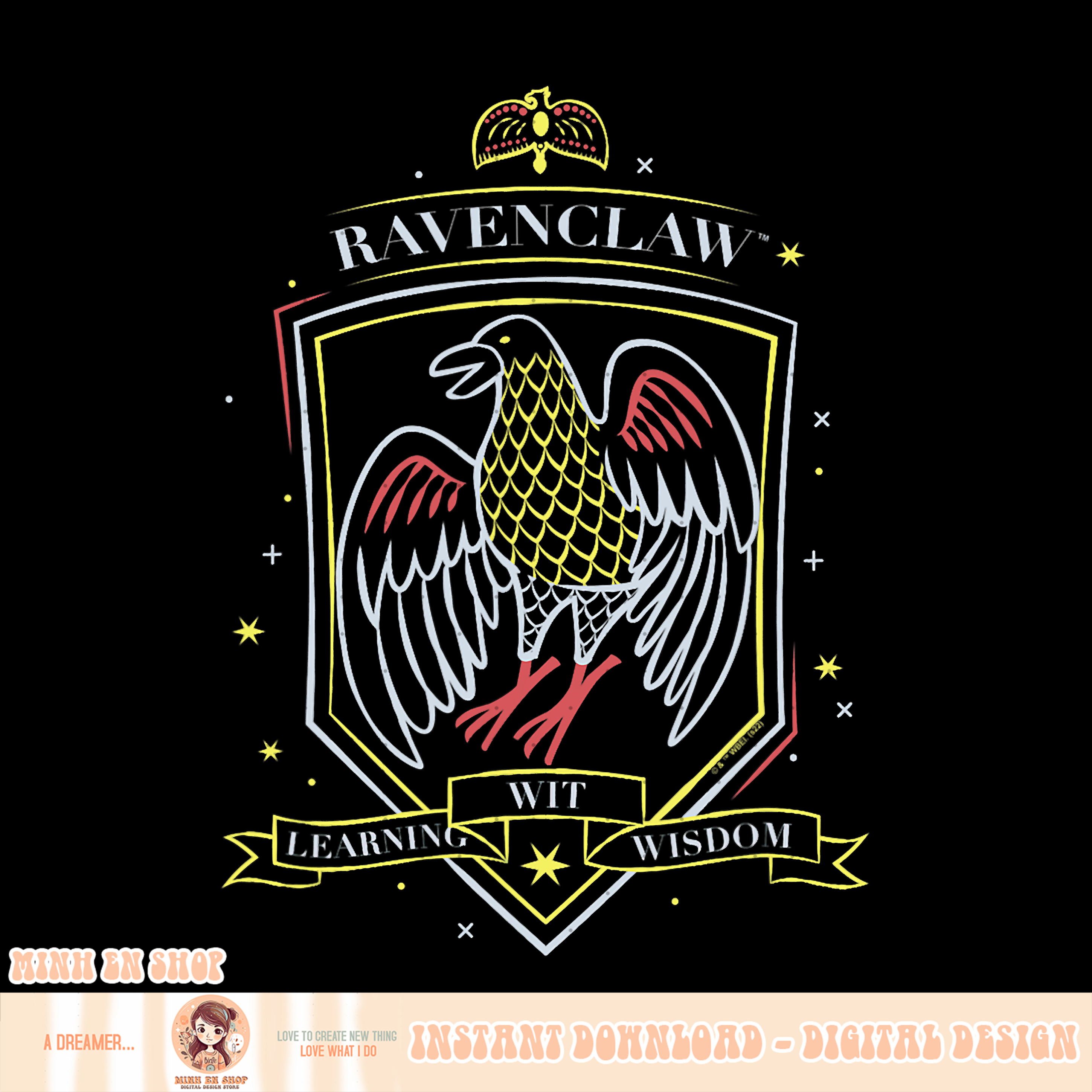 Harry Potter Deathly Hallows 2 Ravenclaw Neon Crest PNG Down | Inspire ...