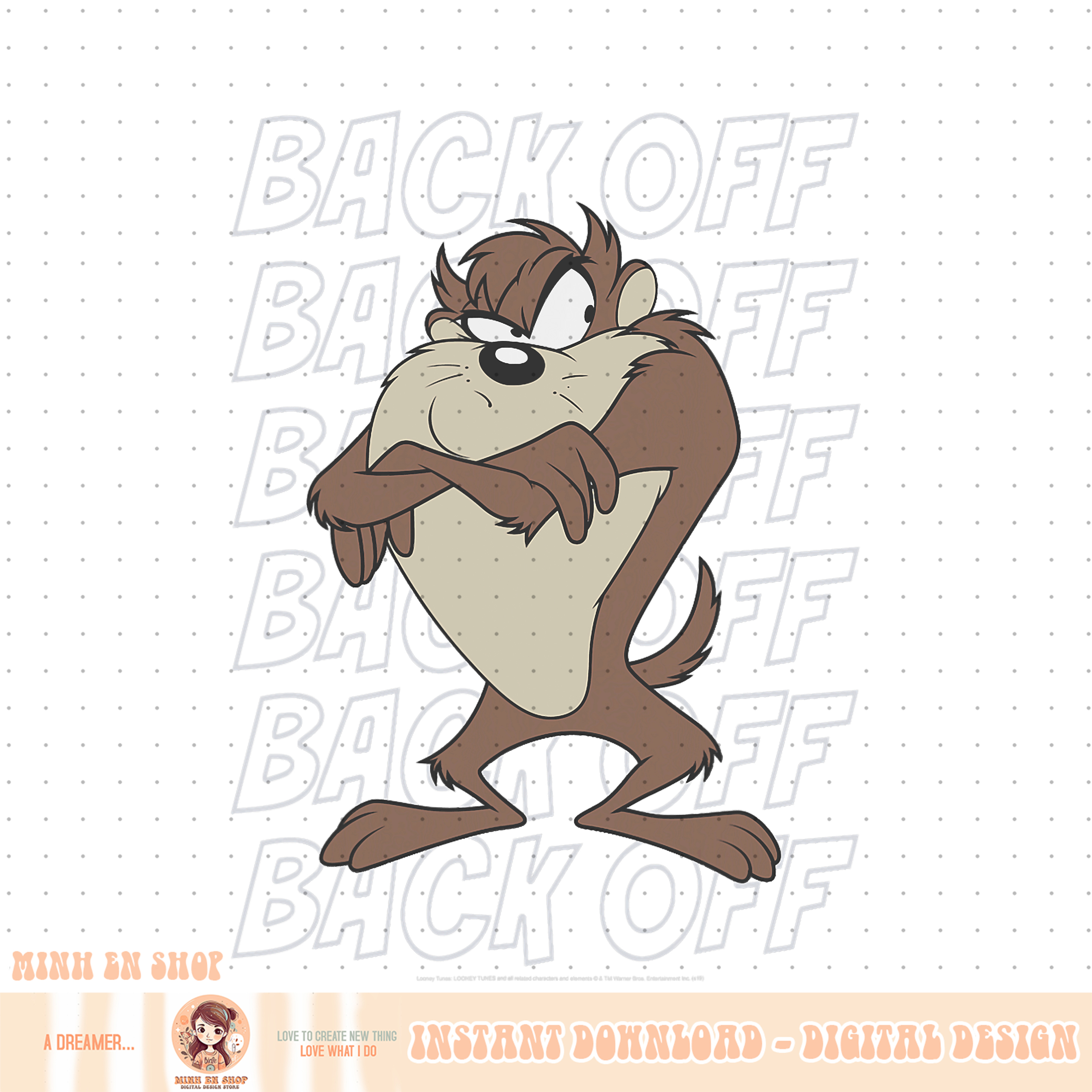 Looney Tunes Taz Back Off Portrait PNG Download | Inspire Uplift