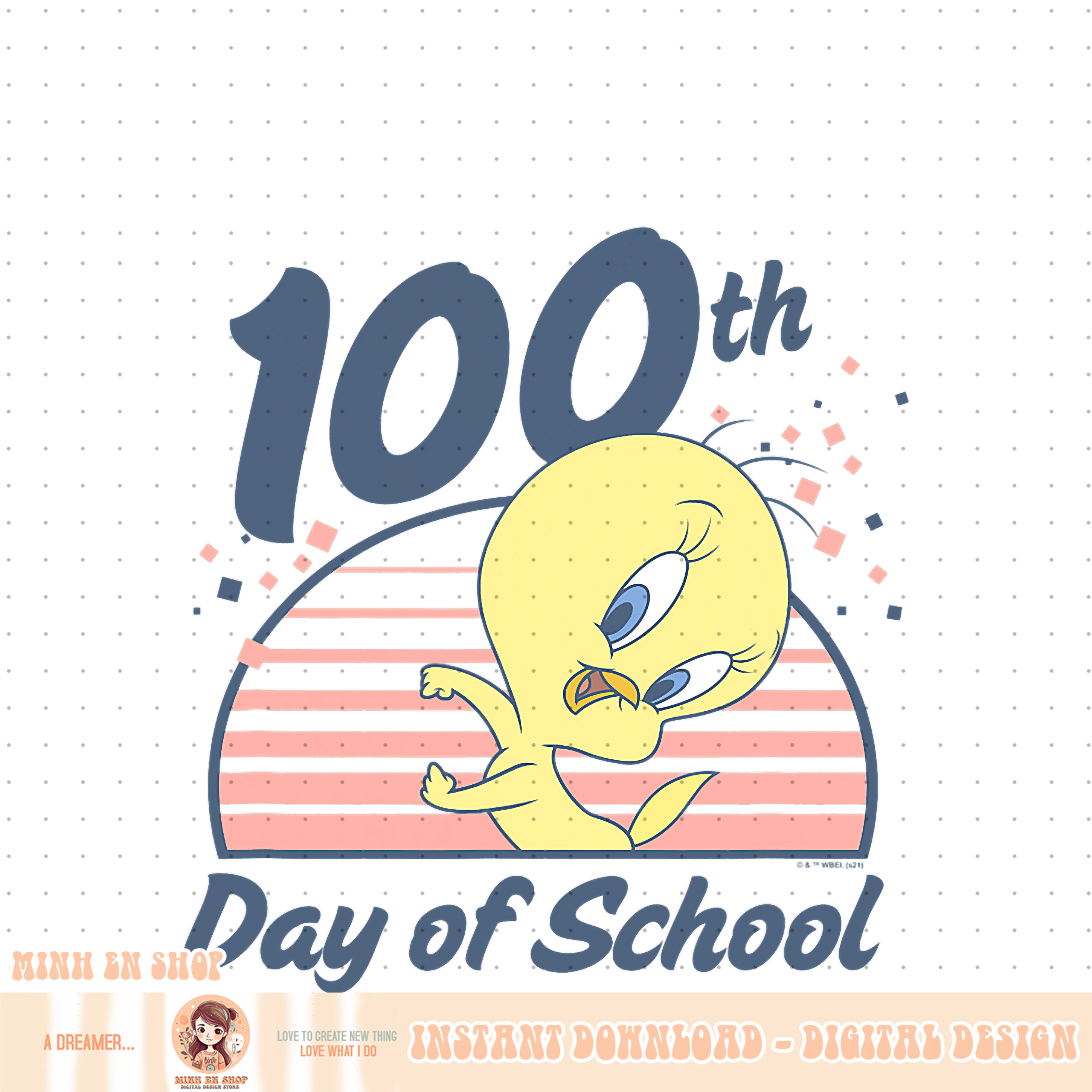 Looney Tunes Tweety Bird 100th Day Of School PNG Download | Inspire Uplift