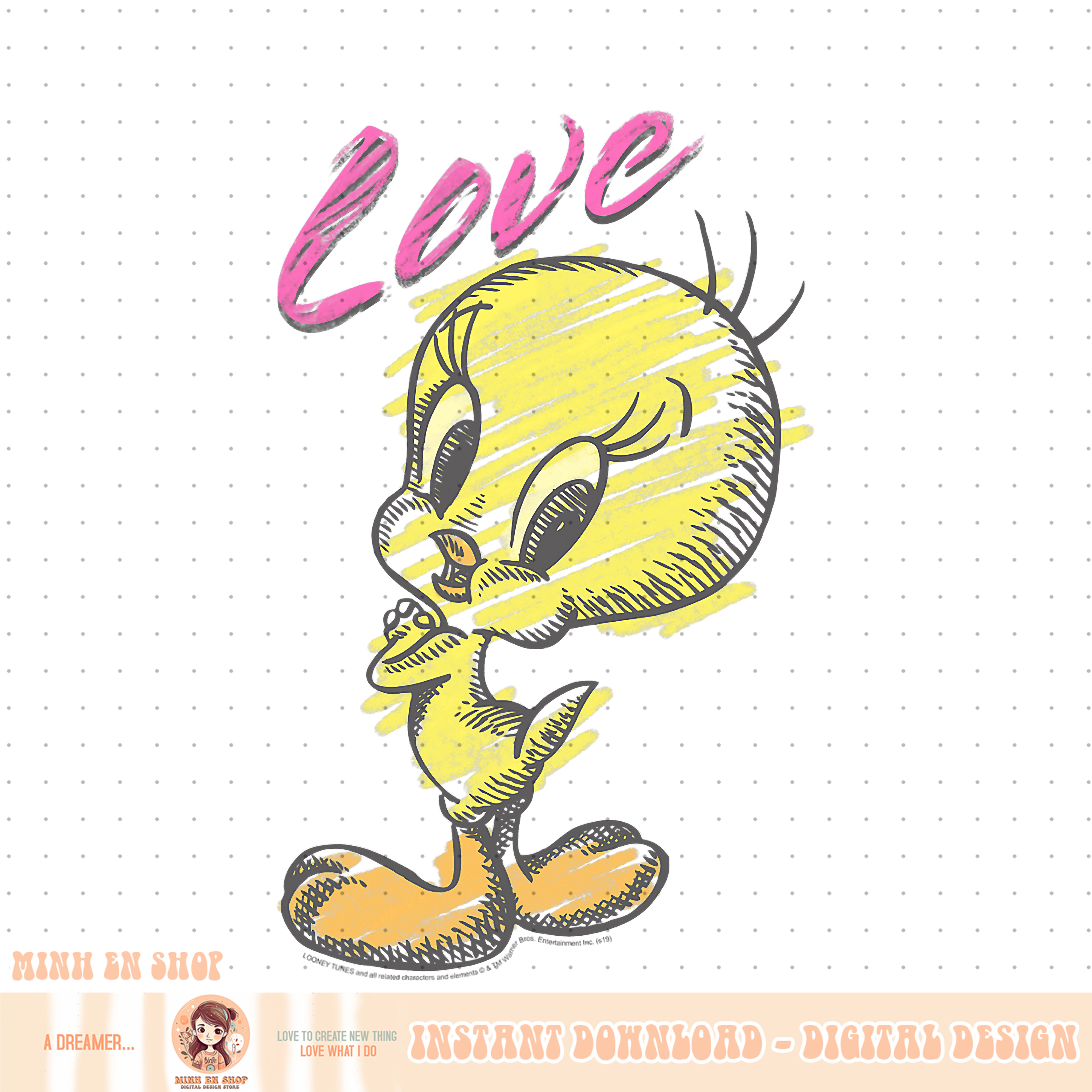 Tweety Bird Sketch Tweety Bird Warner Bros Looney Tunes Hand Tinted