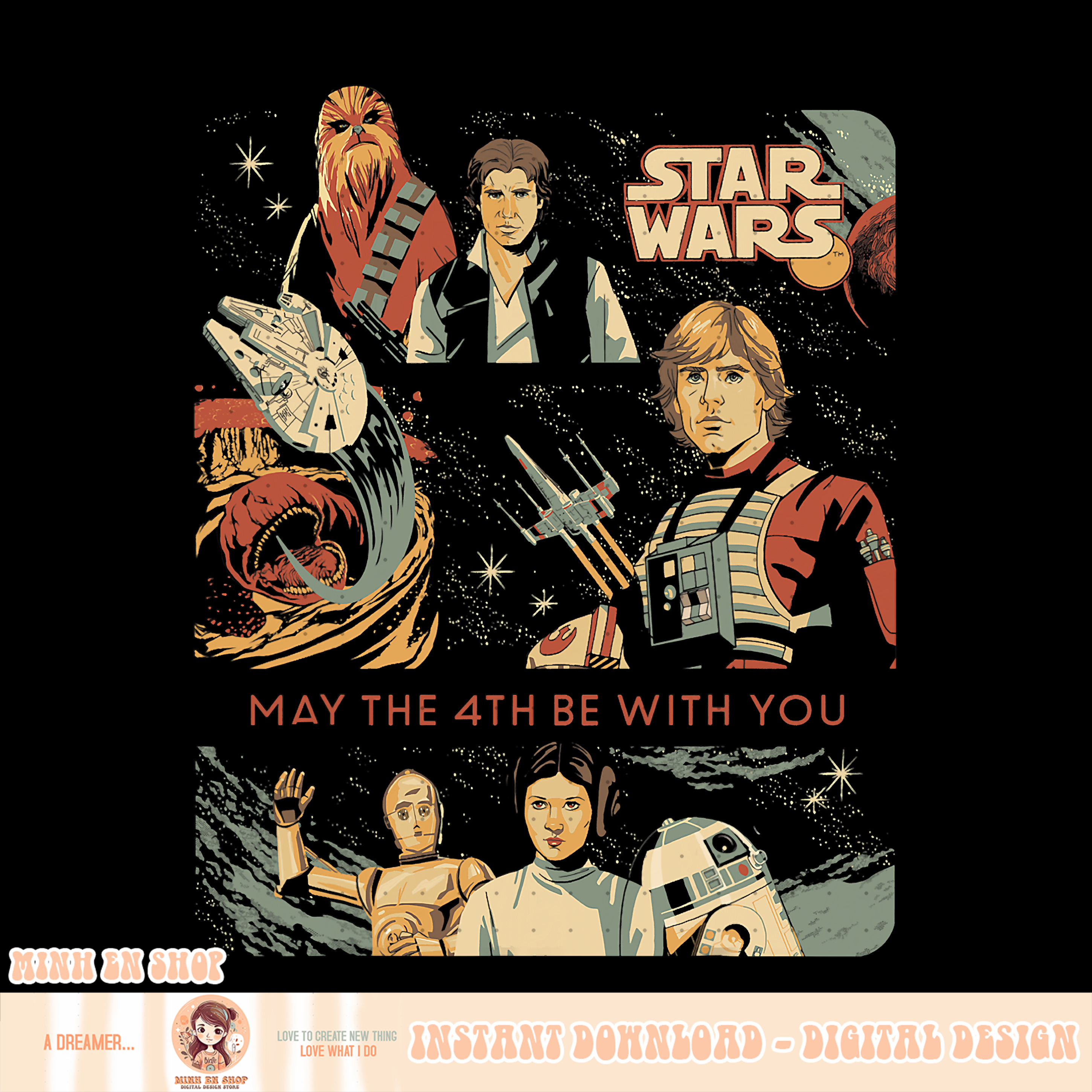 Star Wars May the 4th Be With You Classic Vintage Art PNG Do - Inspire ...