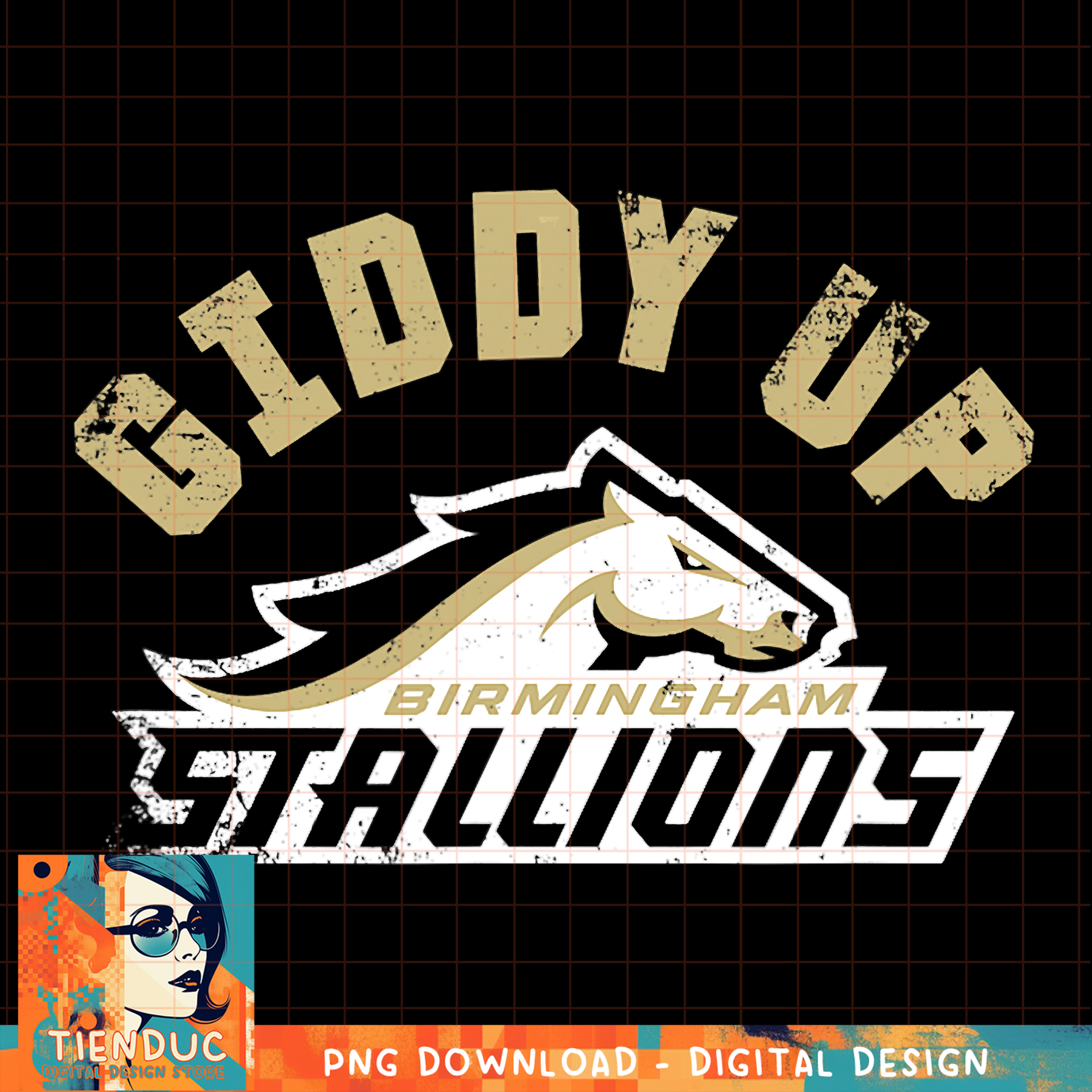 Birmingham Stallions Giddy Up PNG Download | Inspire Uplift