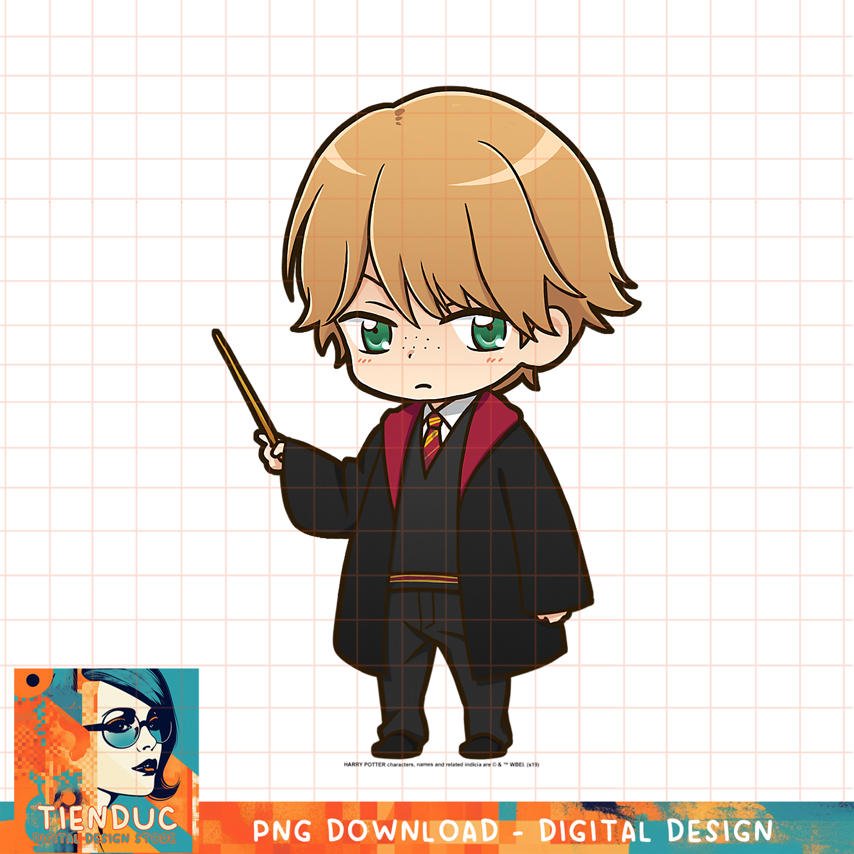 Harry Potter Ron Weasley Anime Style Portrait PNG Download | Inspire Uplift