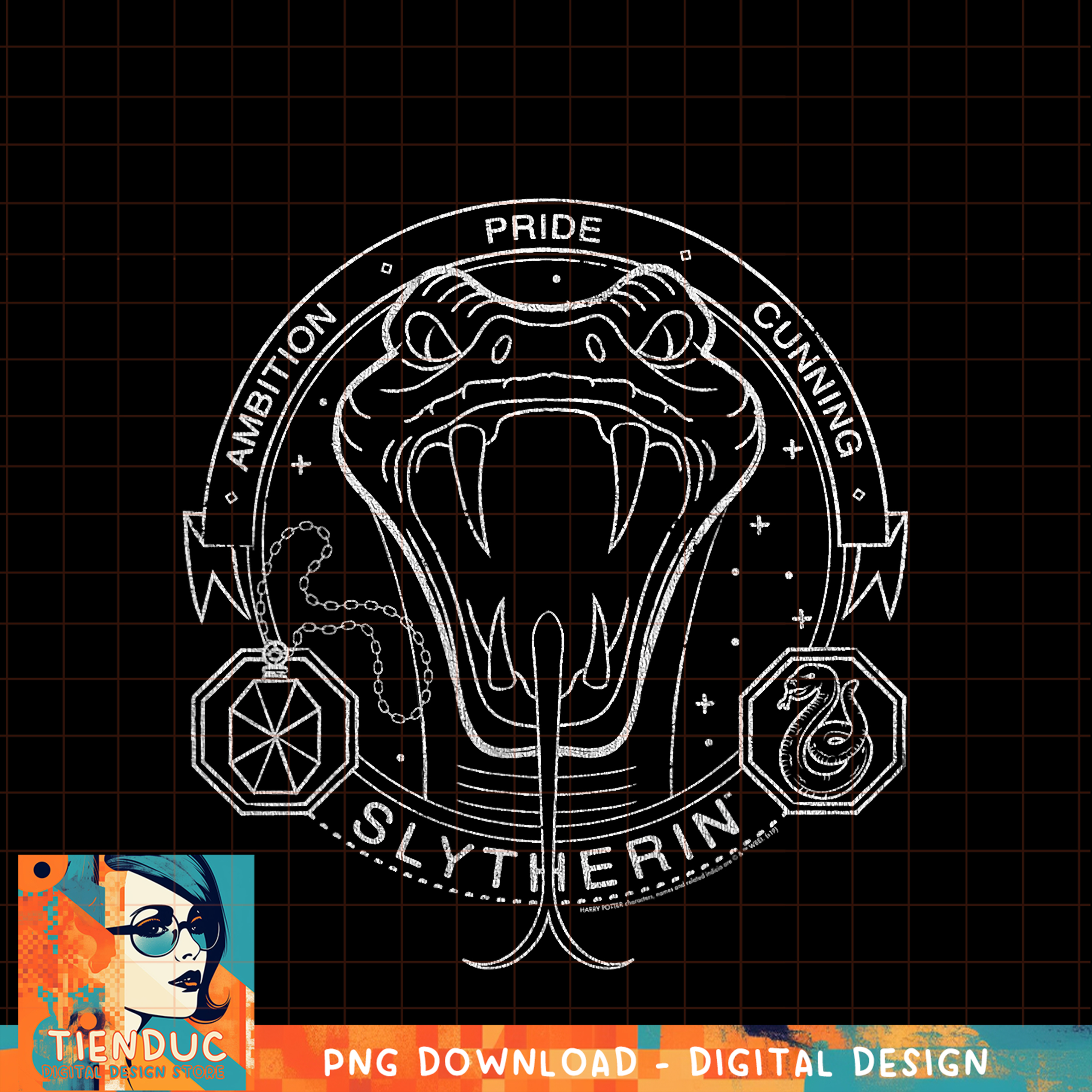 Harry Potter Slytherin Line Art Snake Symbol PNG Download | Inspire Uplift