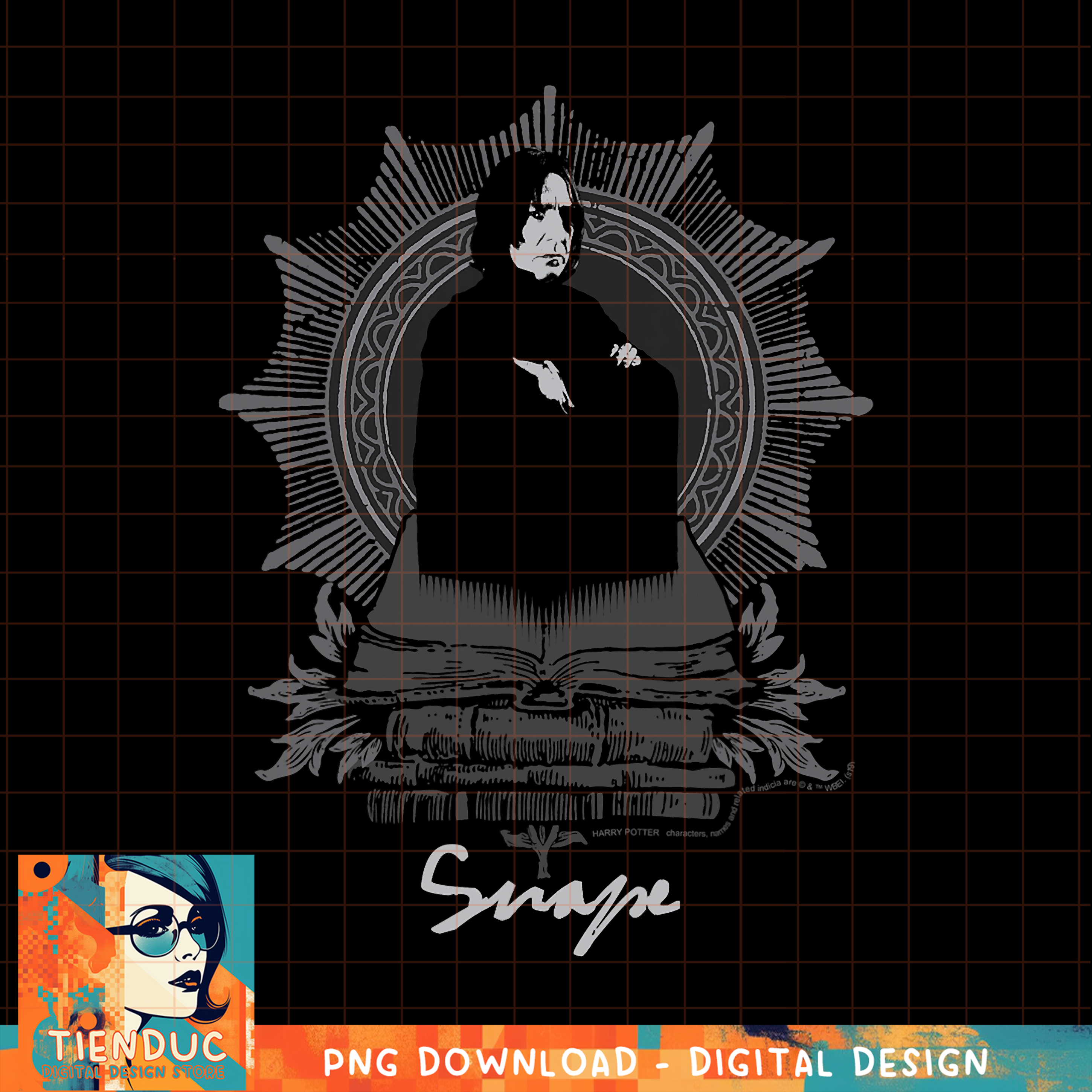 Harry Potter Snape Books Portrait PNG Download | Inspire Uplift