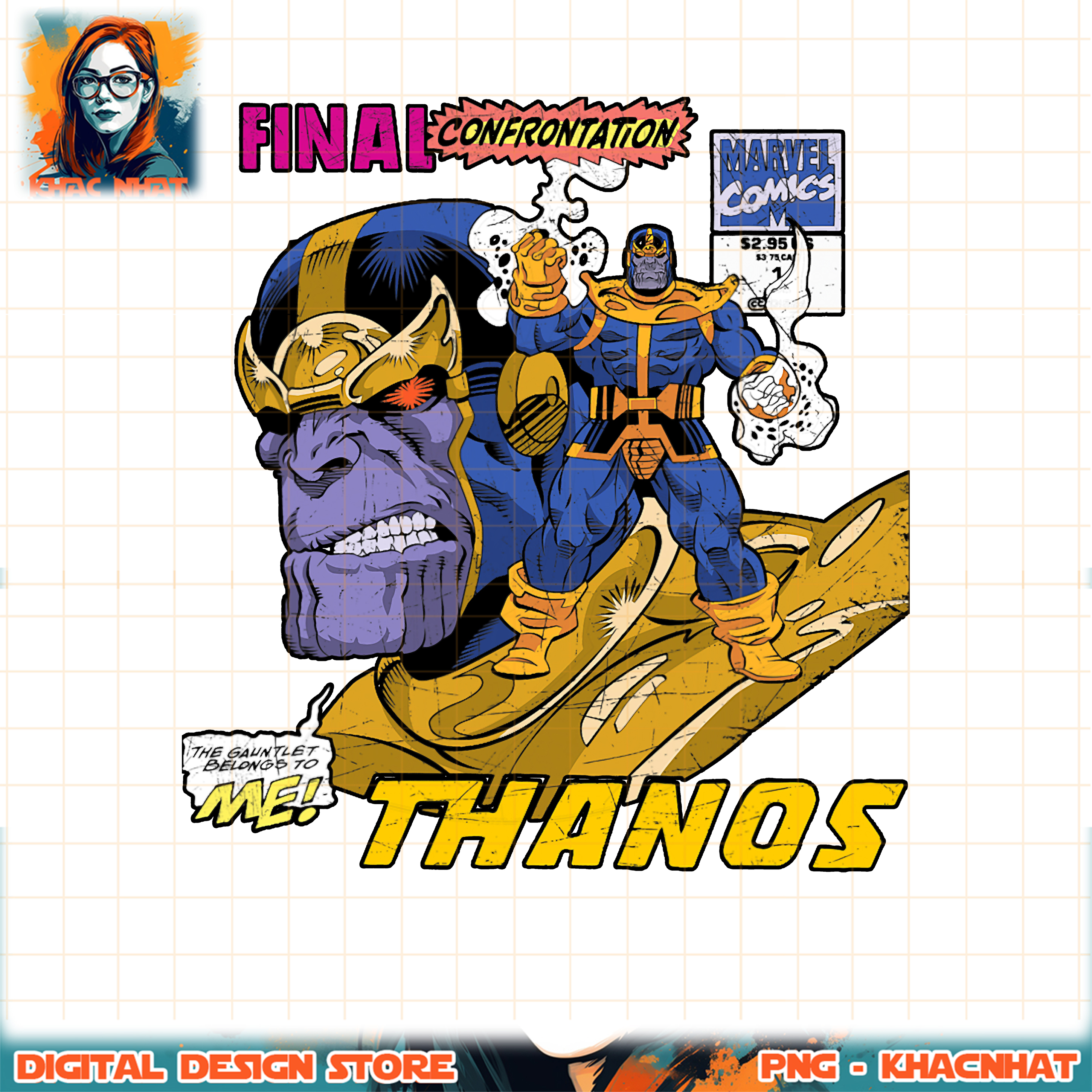 Marvel Comics Thanos Final Confrontation Retro PNG Download | Inspire ...