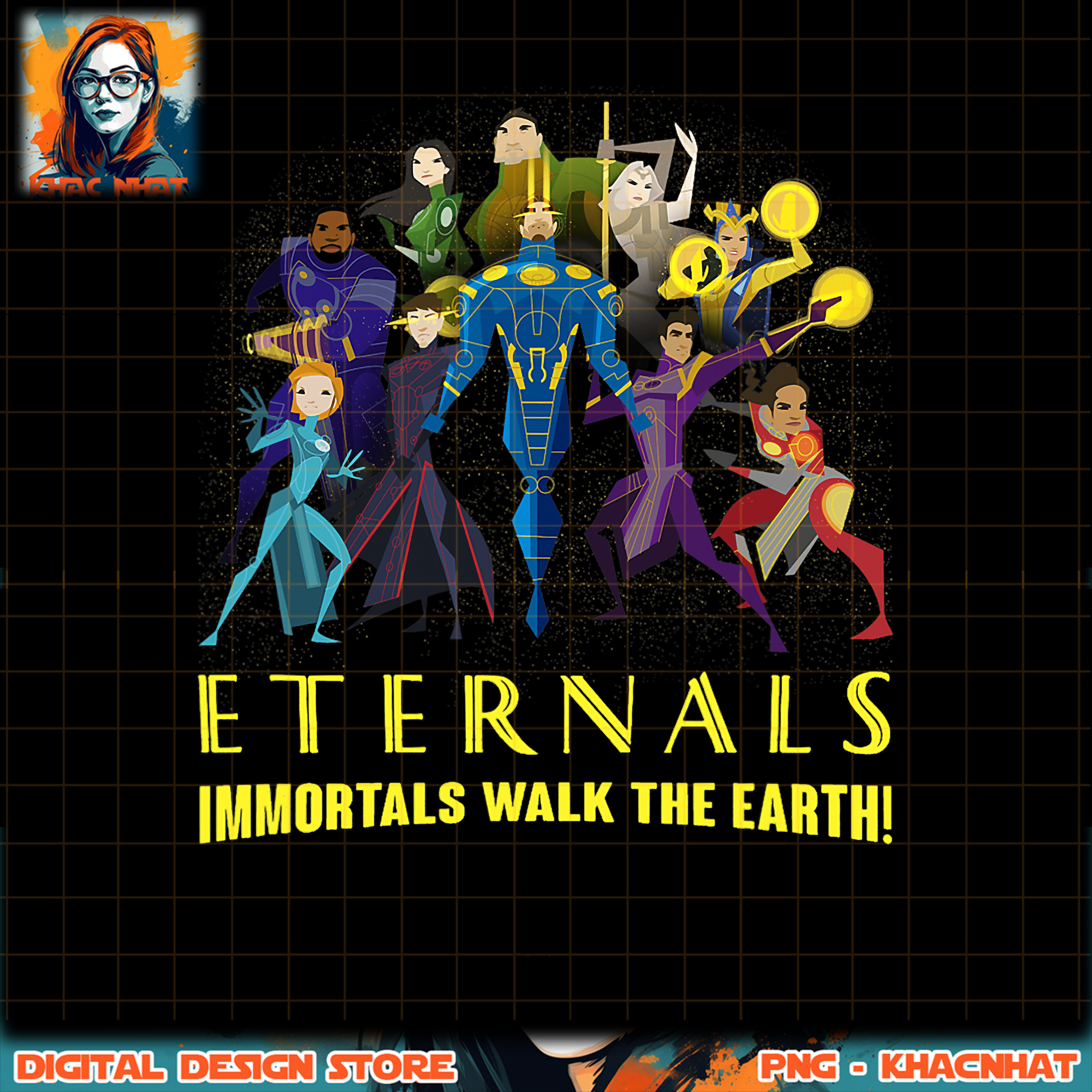 Marvel Eternals Heroic Pose Group Shot png, digital download | Inspire ...