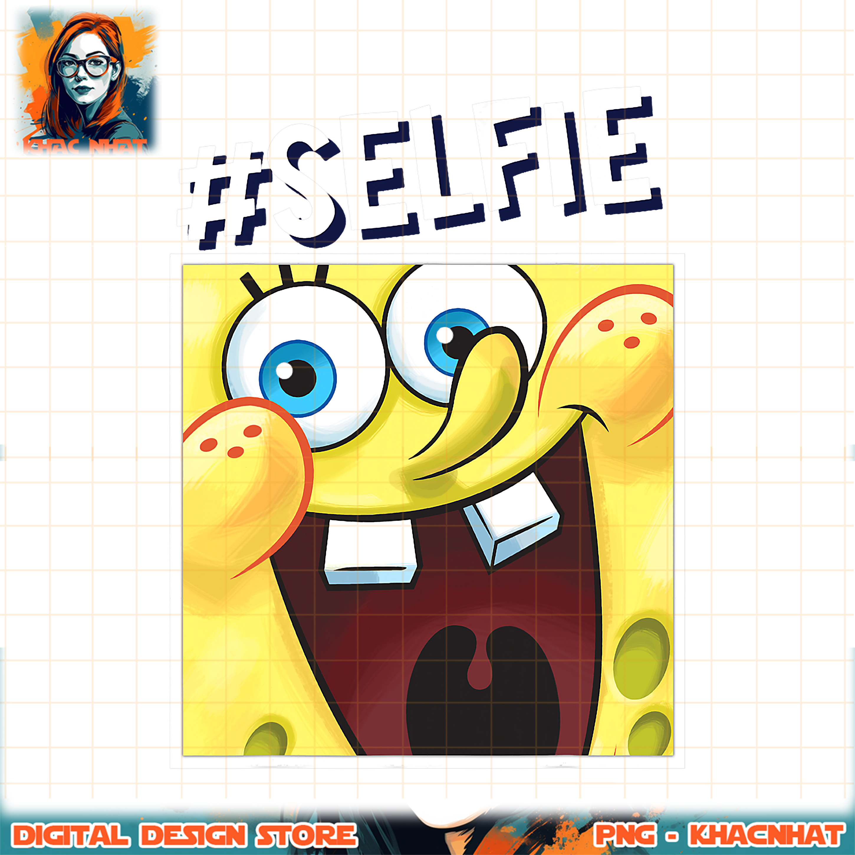 Spongebob SquarePants HashTag Selfie Smiling png, digital do | Inspire ...