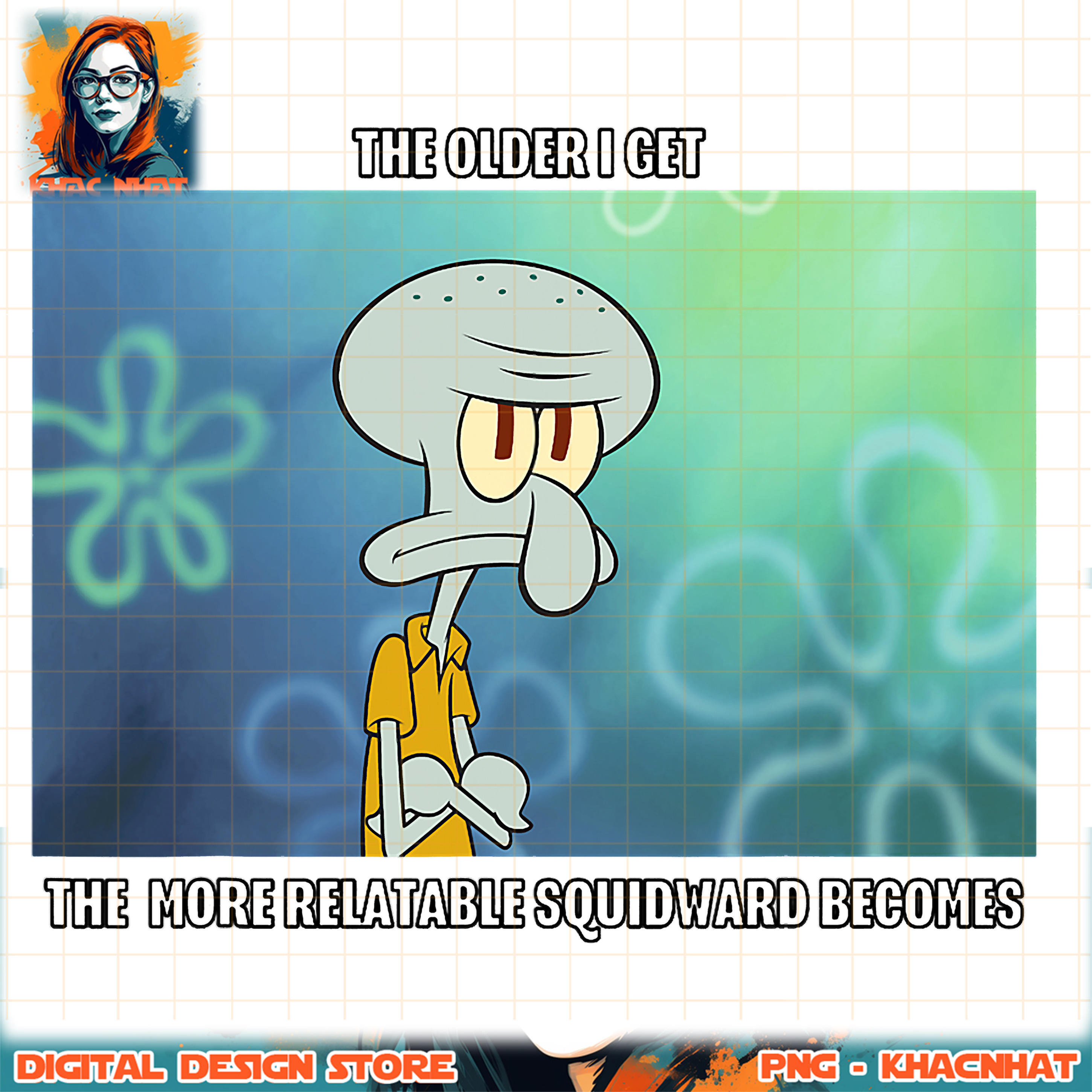SpongeBob SquarePants Relatable Squidward Portrait png, digi | Inspire ...