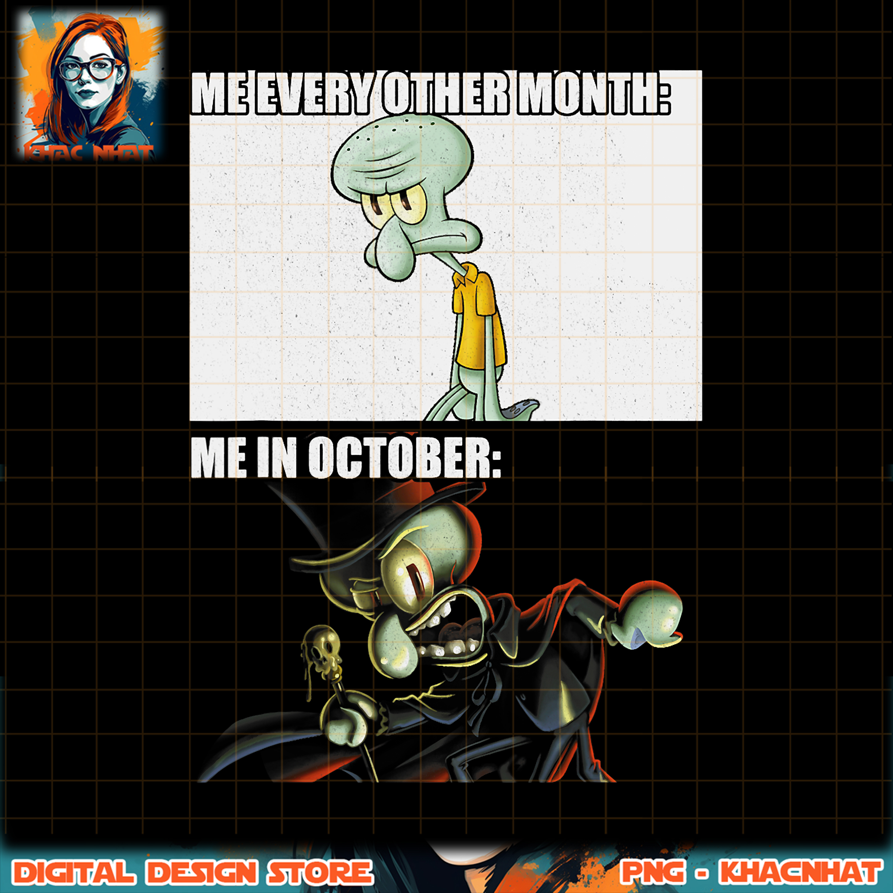 SpongeBob SquarePants Squidward October Meme png, digital do | Inspire ...
