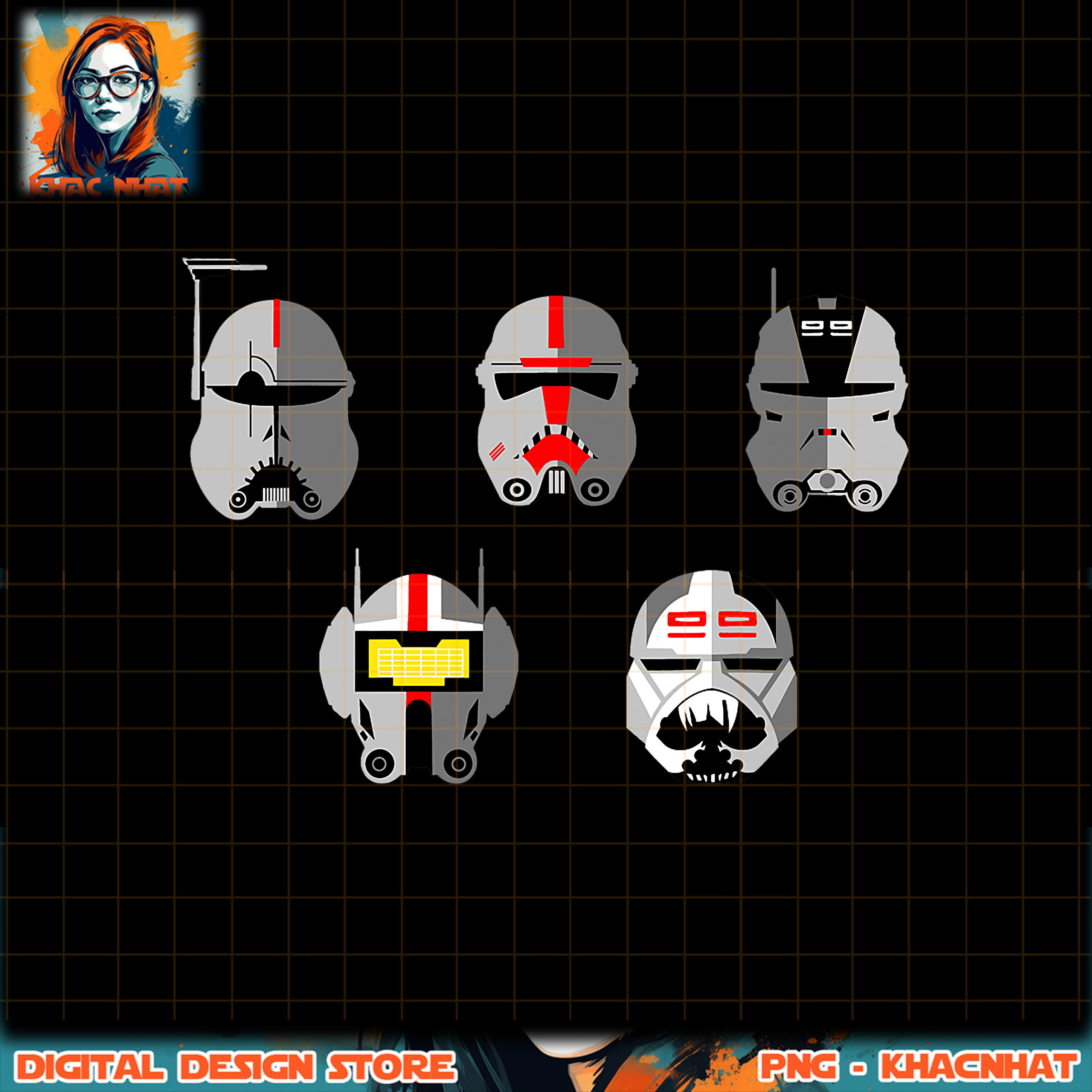 Star Wars The Bad Batch Clone Force 99 Helmets png, digital | Inspire ...