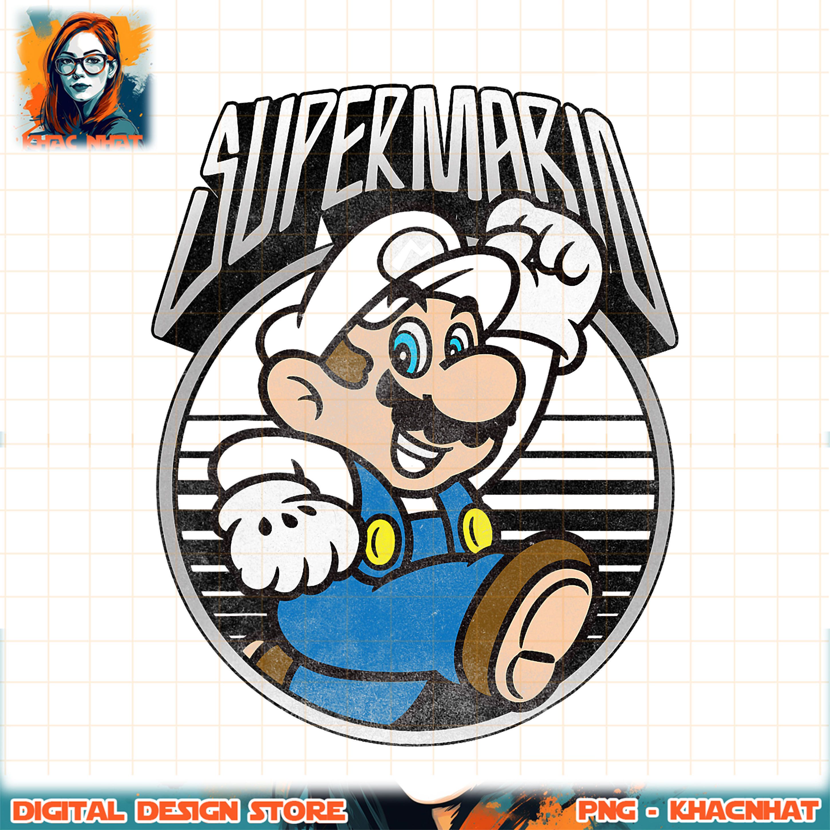 Super Mario Retro Circle Logo Jump Graphic png, digital down | Inspire ...