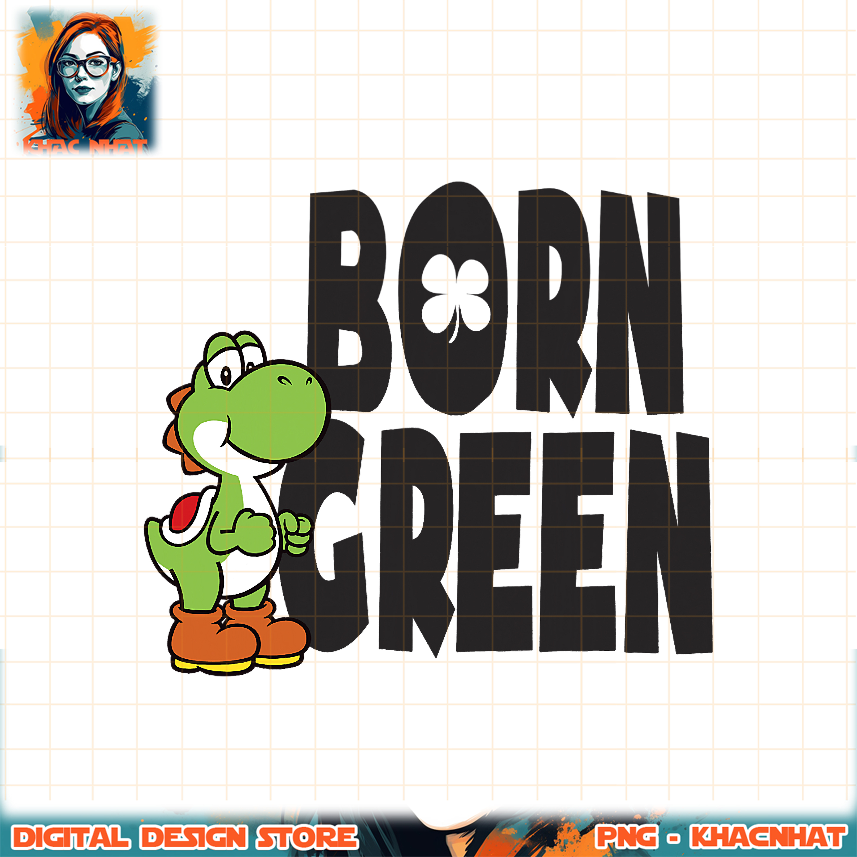 Super Mario St. Patty_s Yoshi Born Green Graphic png, digita | Inspire ...