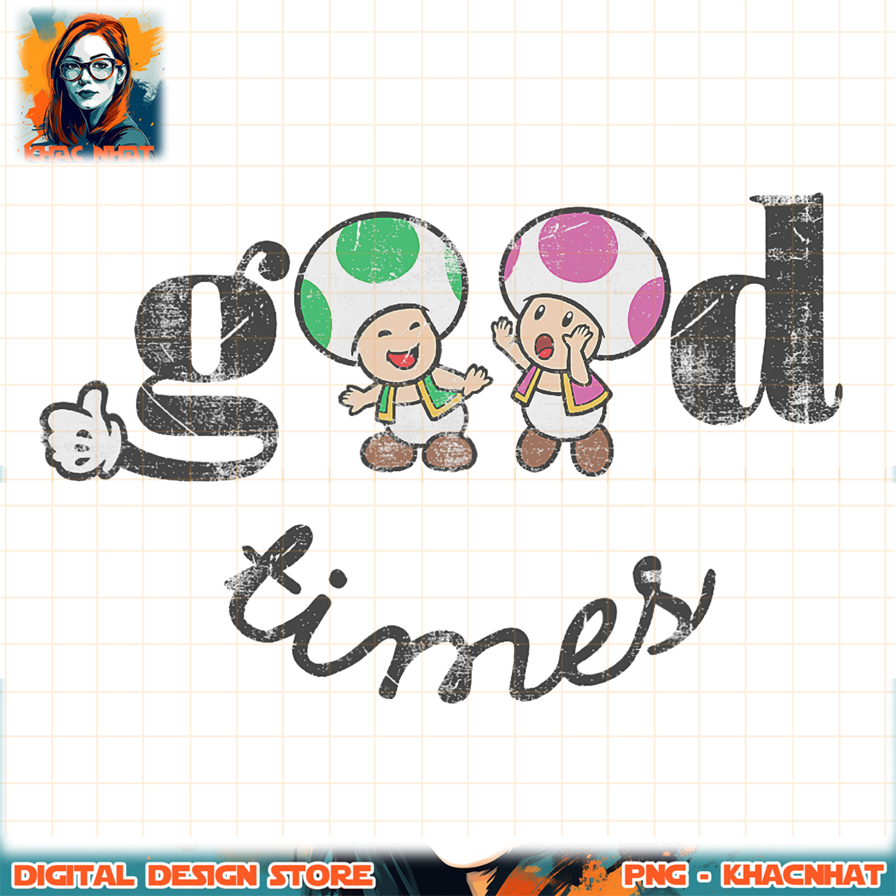 Super Mario Toad _ Toadette Good Times png, digital download | Inspire ...