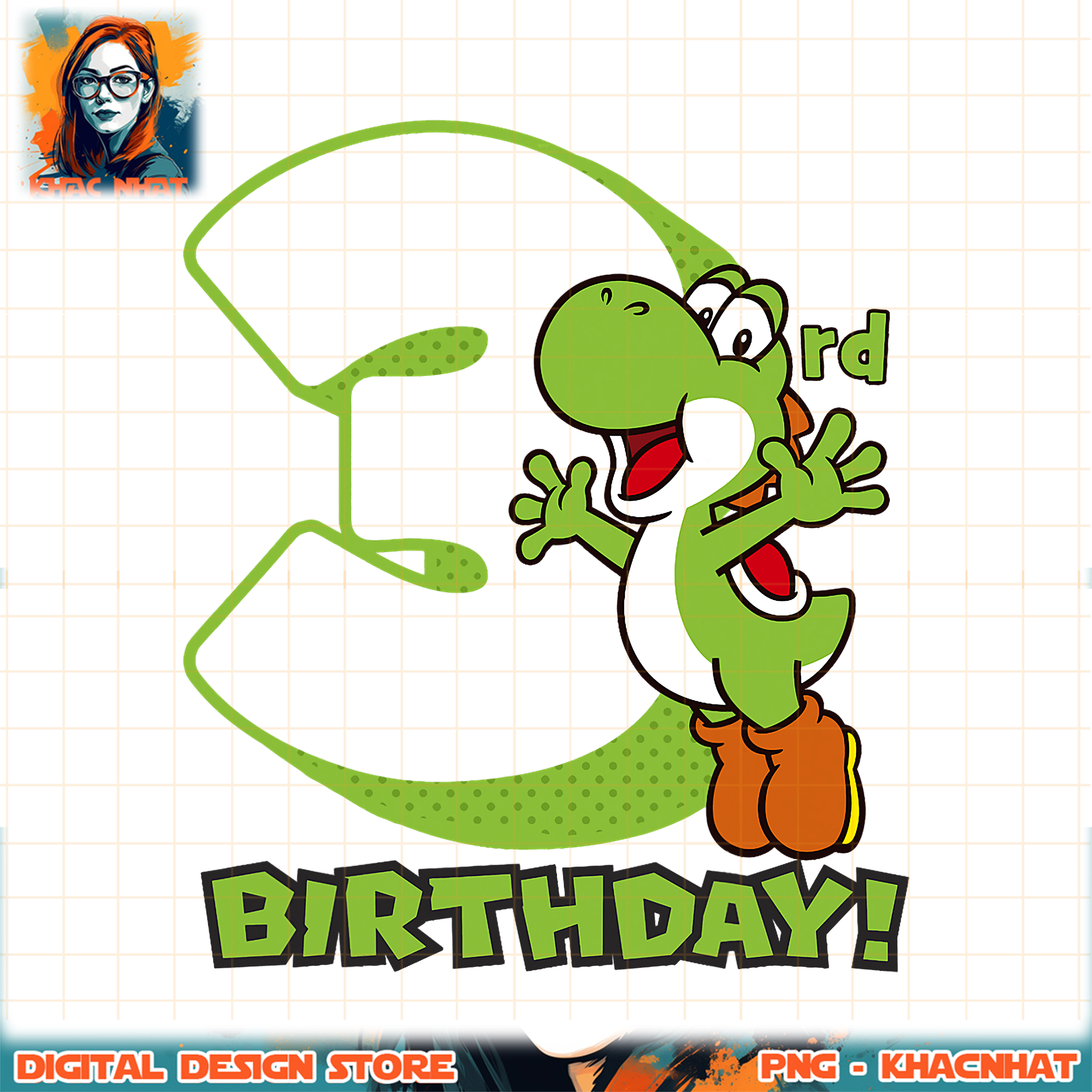 Super Mario Yoshi 3rd Birthday Action Portrait png, digital | Inspire ...