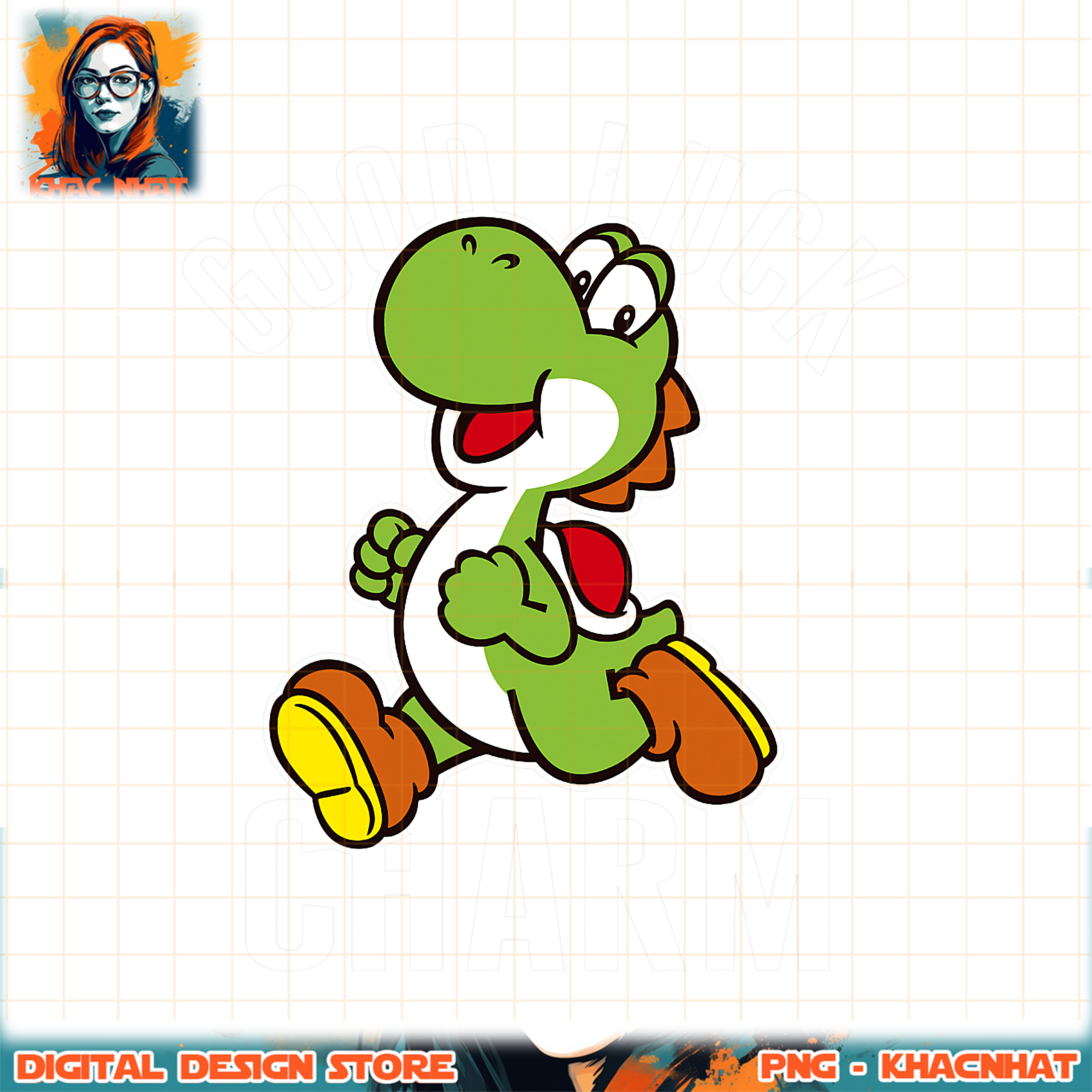 Super Mario Yoshi Good Luck Charm Action Pose png, digital d | Inspire ...