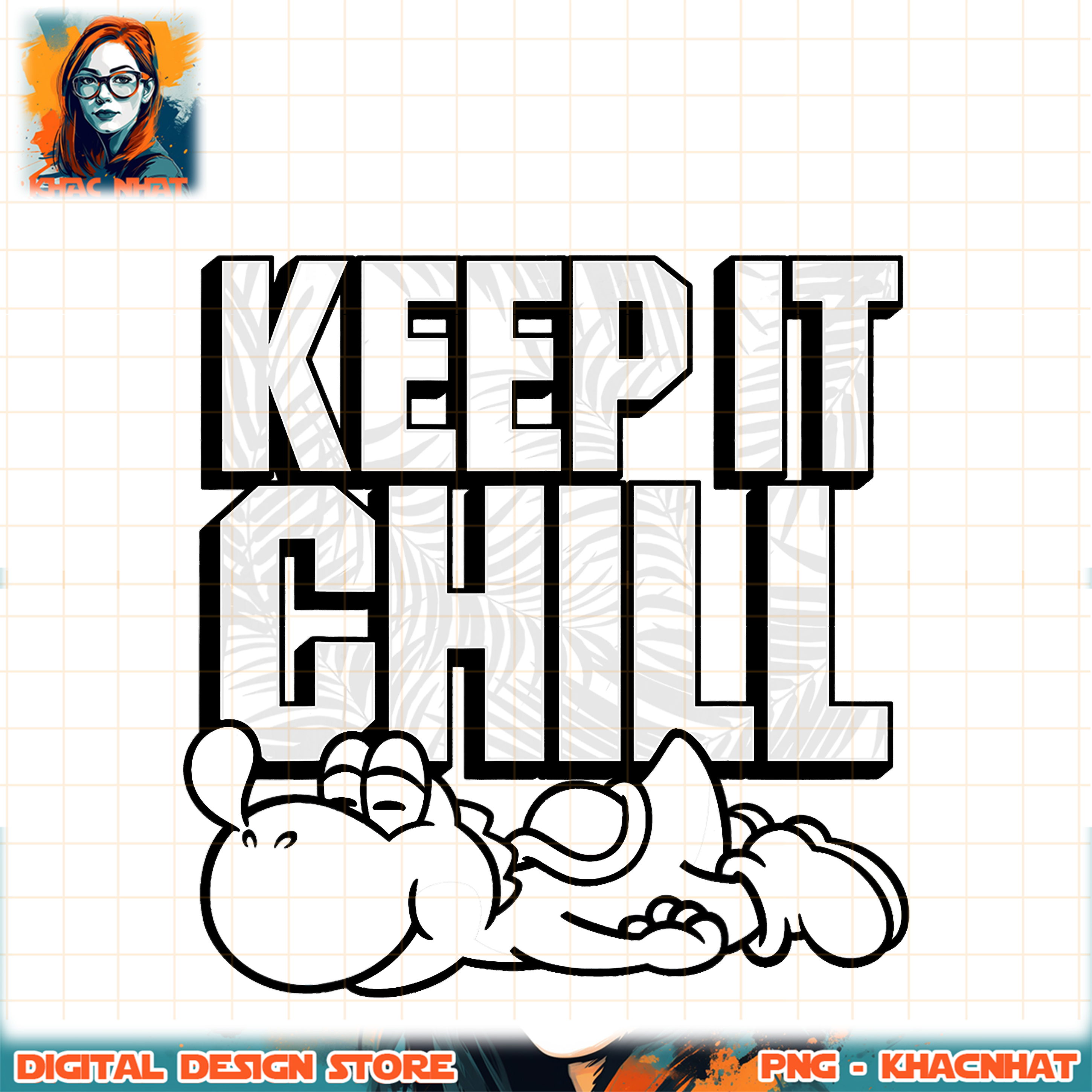 Super Mario Yoshi Keep It Chill Outline Portrait png, digita | Inspire ...