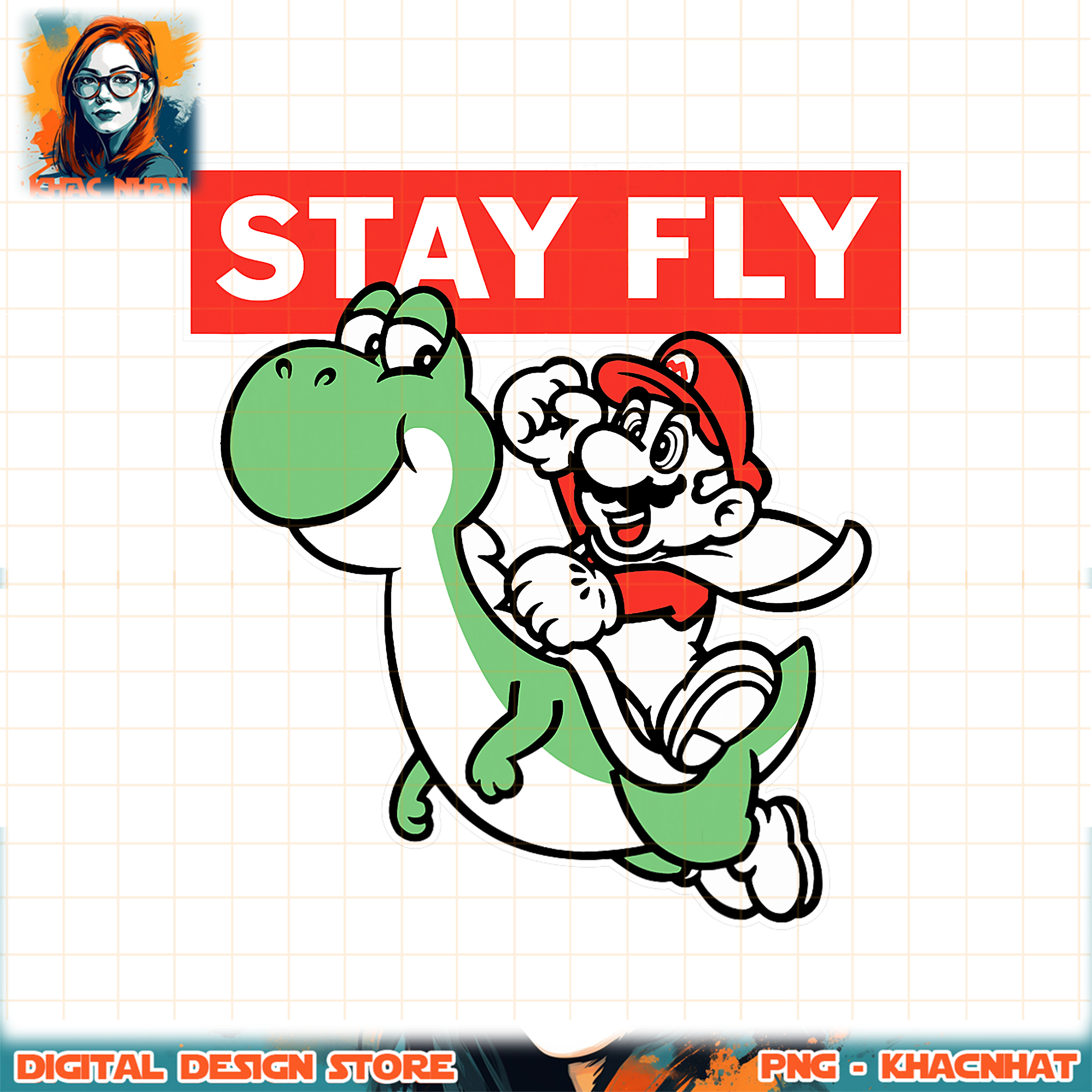 Super Mario Yoshi Ride Bold Stay Fly Poster png, digital dow | Inspire ...