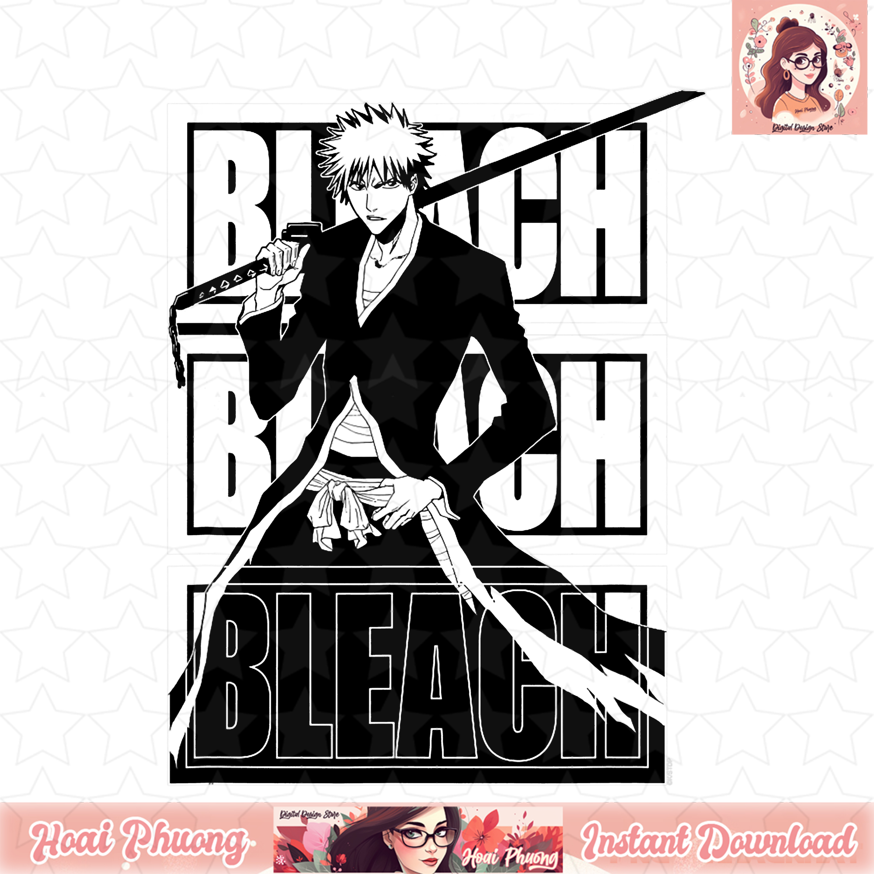 Bleach Repeating Logo Ichigo PNG Download copy | Inspire Uplift
