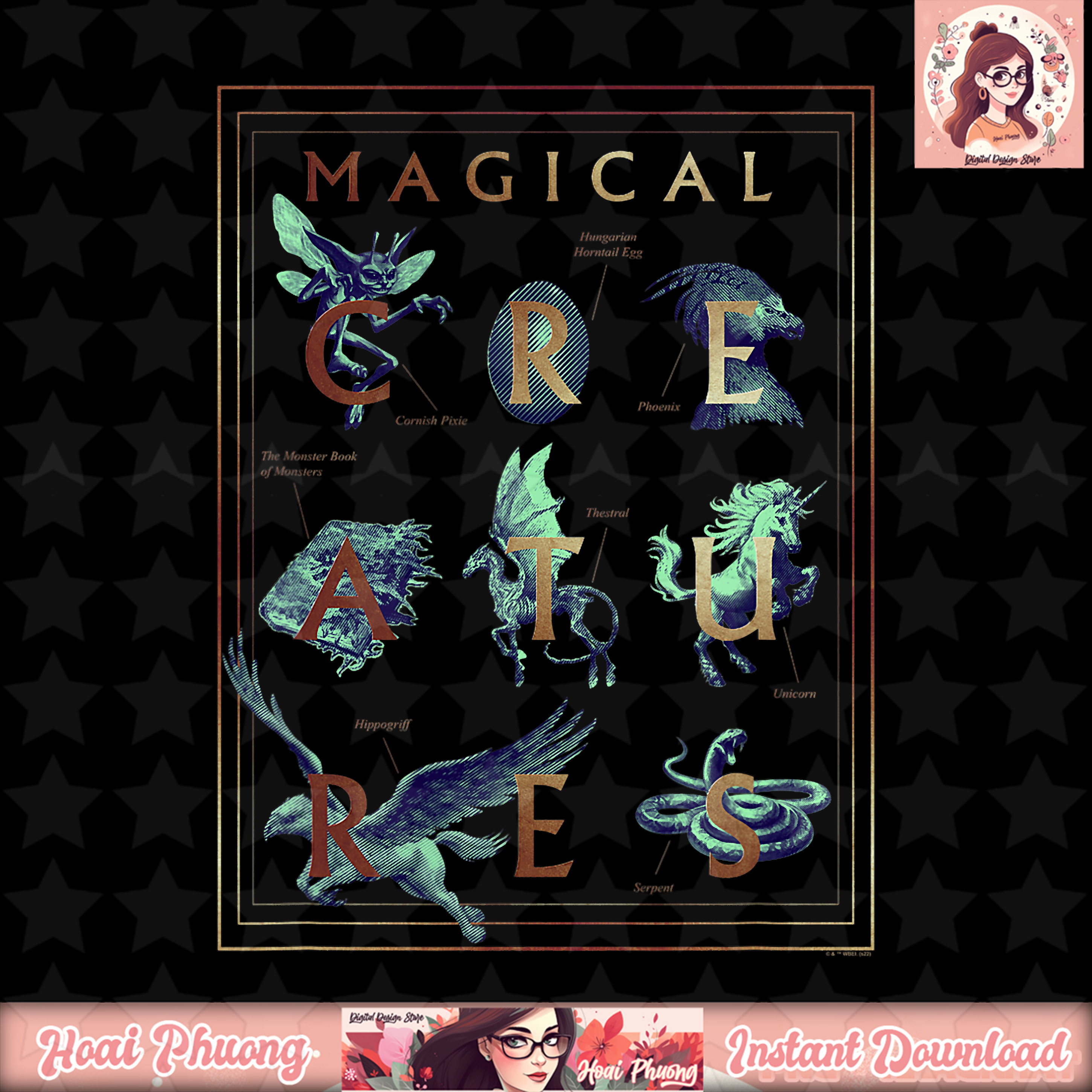Harry Potter Deathly Hallows 2 Magical Creatures Poster PNG | Inspire ...