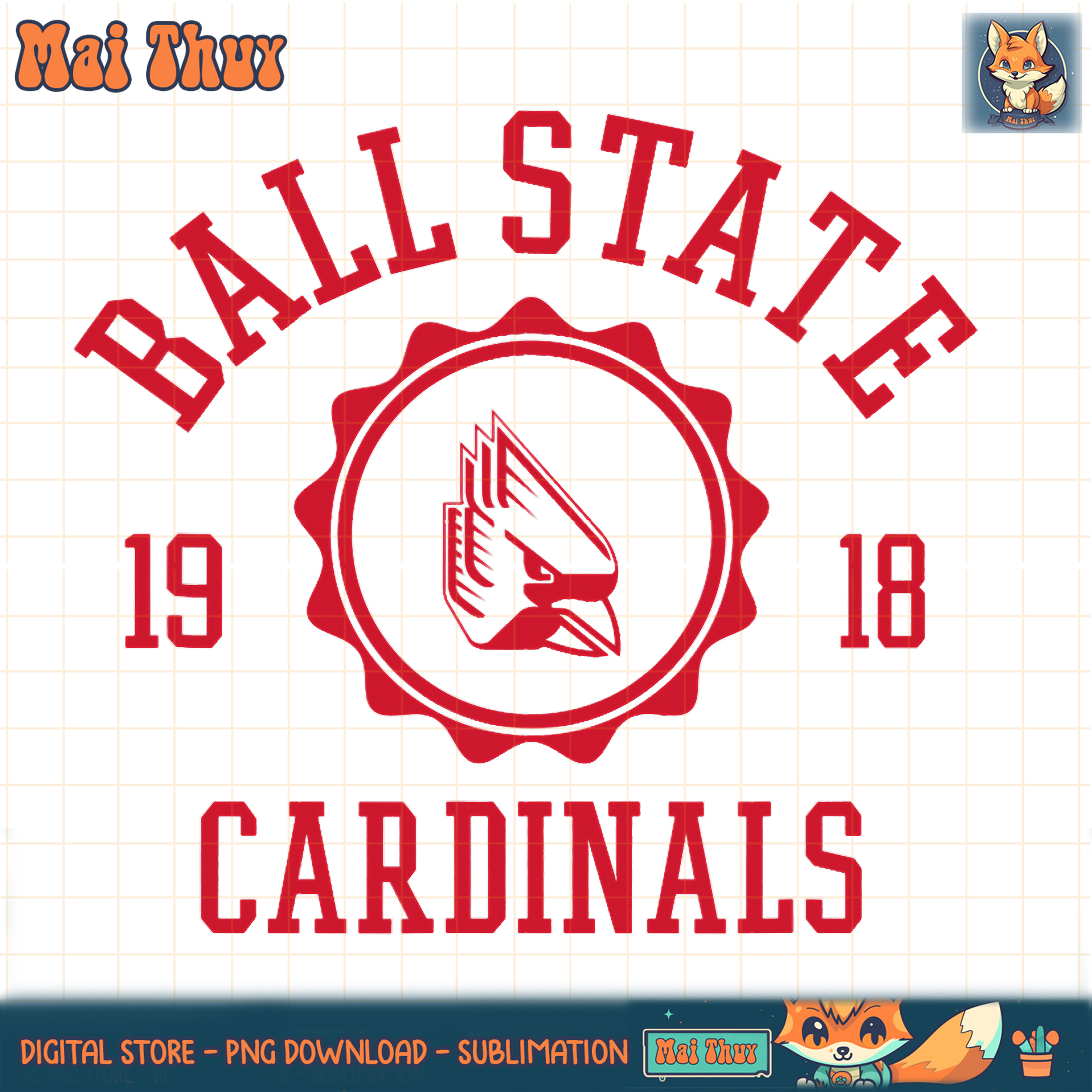 Ball State Cardinals Stamp Logo Officially Licensed Black PN | Inspire ...