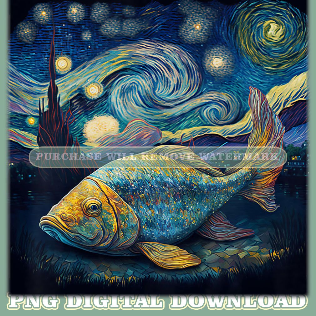 Surrealism Starry Night Carp Fish Png | Inspire Uplift