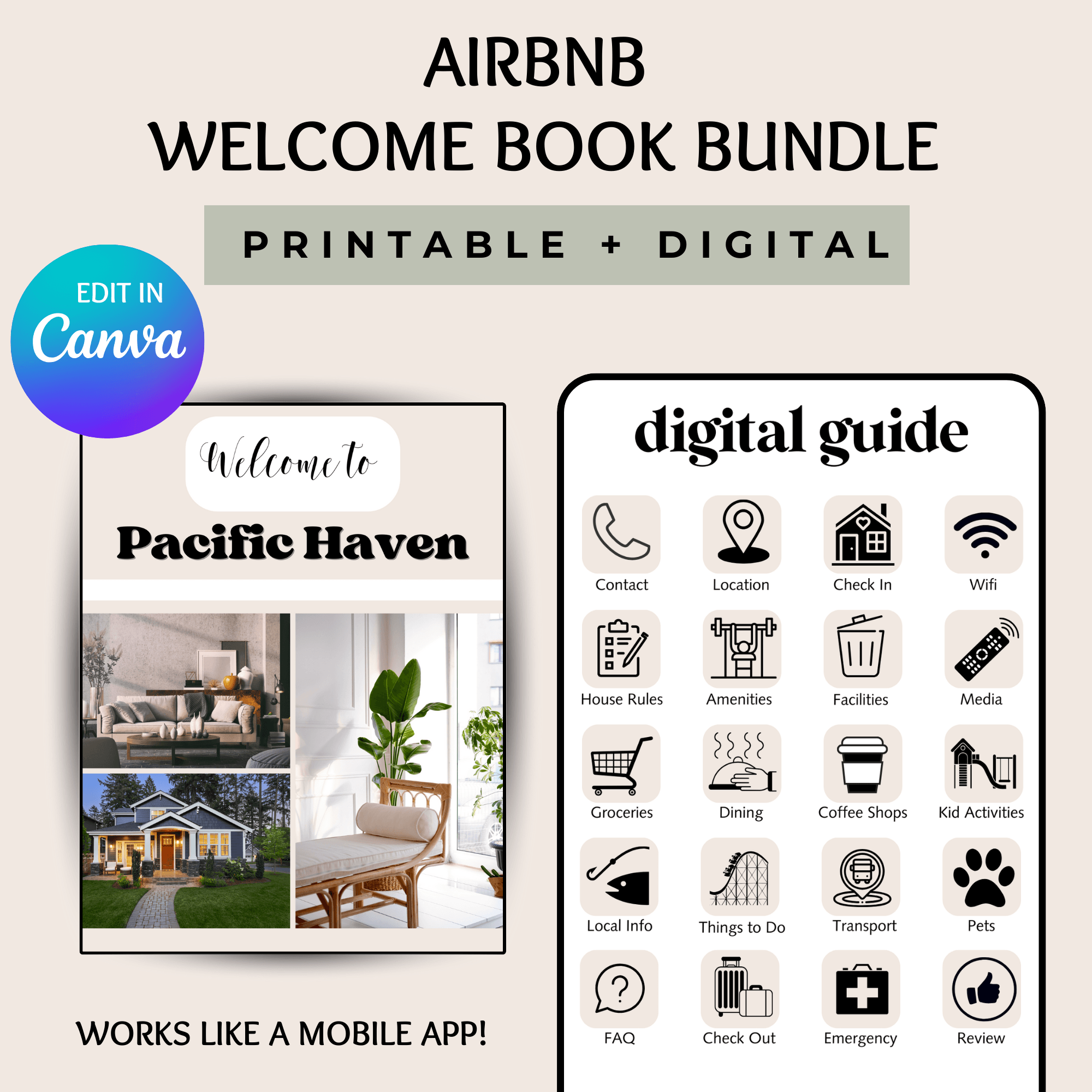 Airbnb Welcome Book | Printable & Digital Airbnb Guest Book | Inspire ...