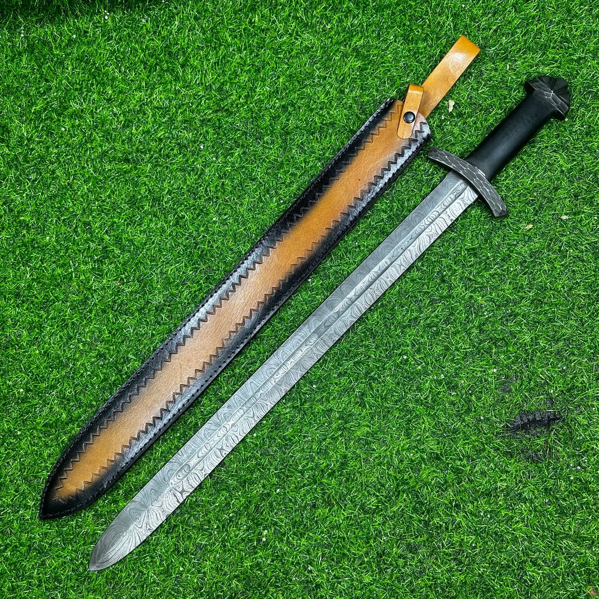 33" Rare Handmade Damascus Double Edge Sword - Micarta Handl | Inspire ...