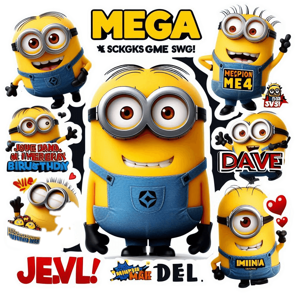 Stickers Mega Minion Gus SVG, Minion Jerry PNG, Tim from Des | Inspire ...