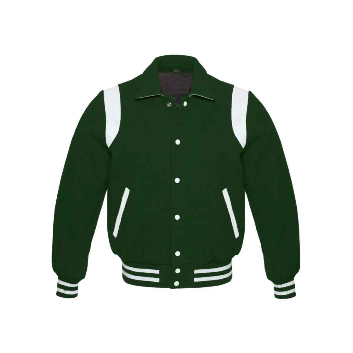 Dark Green Wool Collar Letterman Baseball Bomber Varsity Jac | Inspire ...