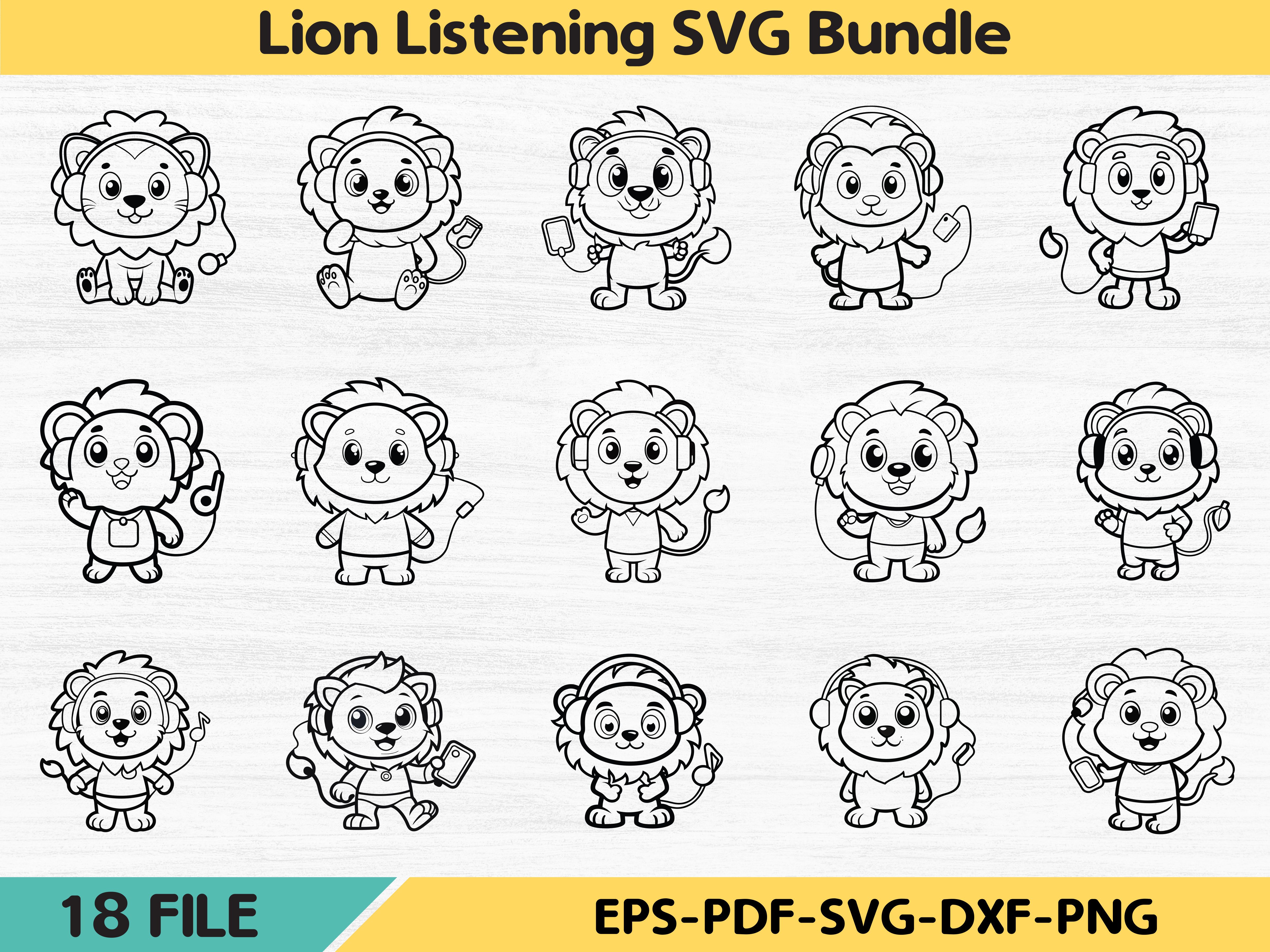Lion Listening SVG Bundle | Inspire Uplift