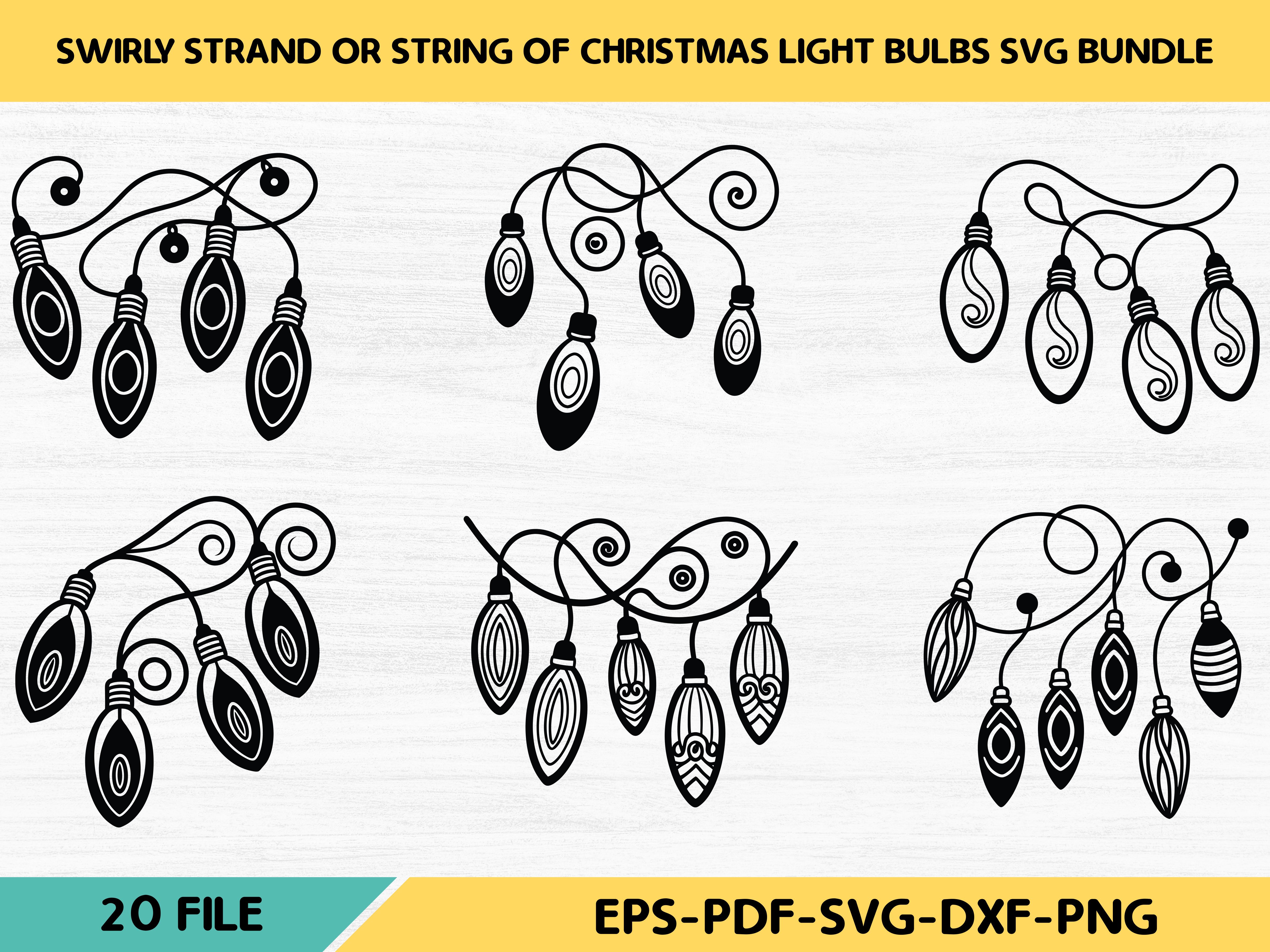 Swirly Strand or String of Christmas Light Bulbs Svg Bundle | Inspire ...