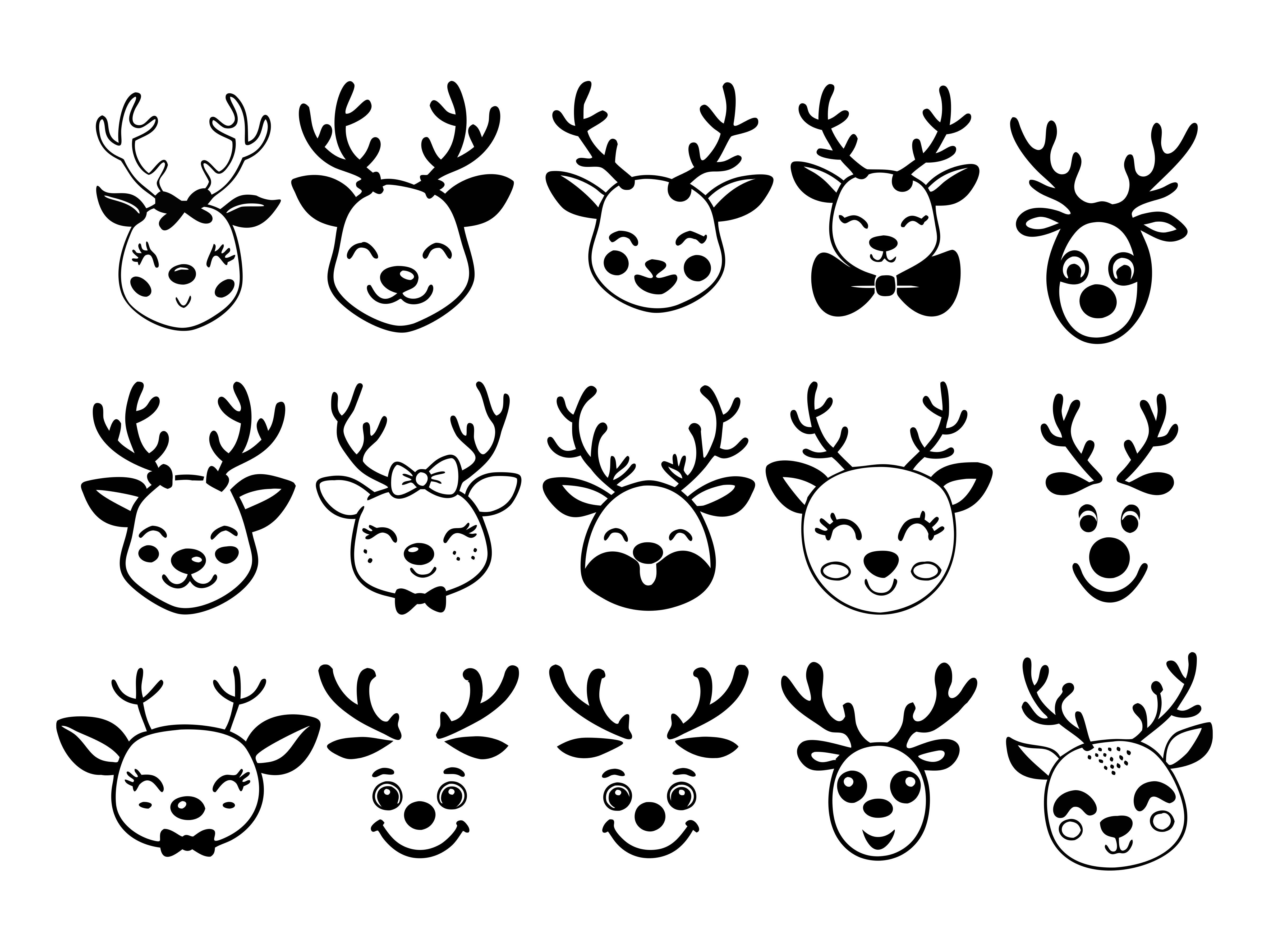 Reindeer Face Cute and Smiley Bundle | Inspire Uplift