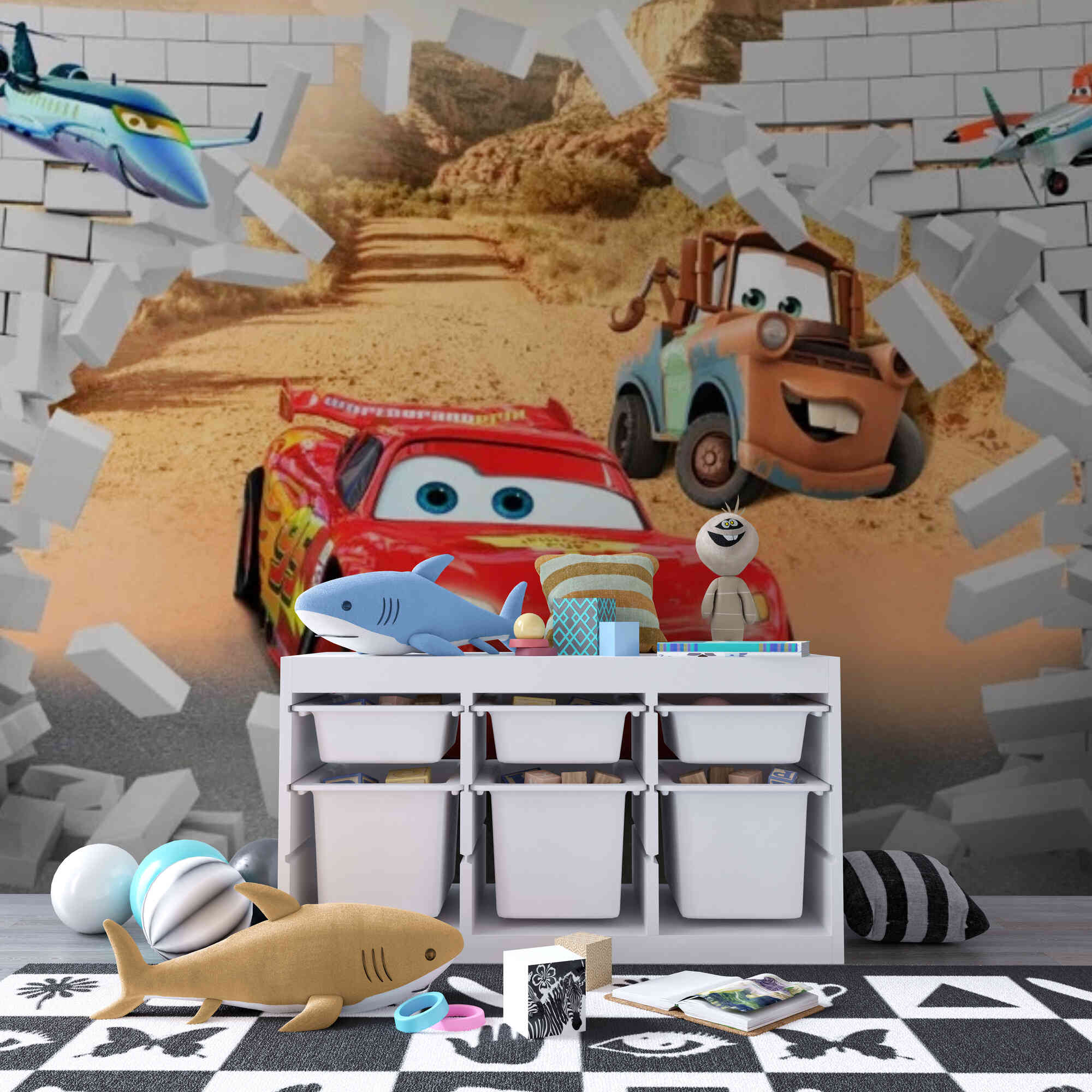 Red Car Cartoon Wallpapers Removable Wallpapers | Inspire Uplift