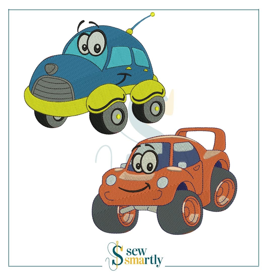 Cartoon Cars Embroidery Design - Digital Machine Embroidery | Inspire ...