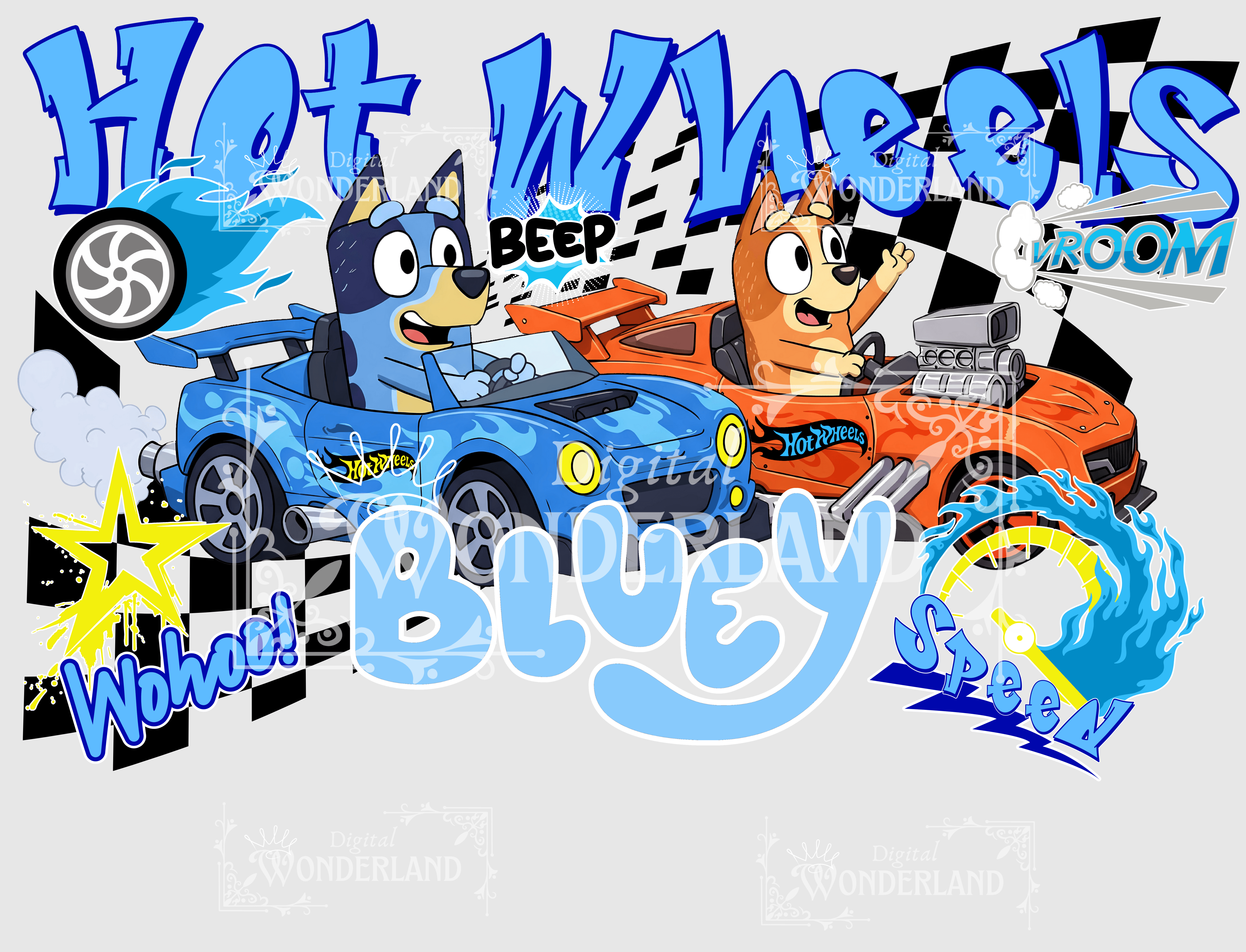 Bluey Hot Wheels, Bluey, Hot Wheels, Bluey Sublimation | Inspire Uplift